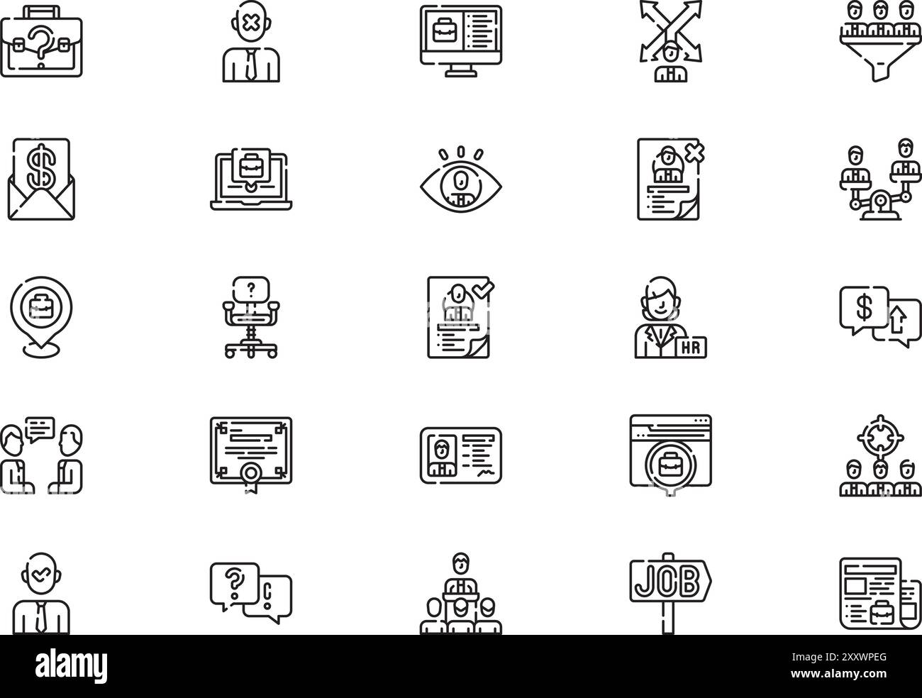 Recruitment icons collection is a vector illustration with editable ...