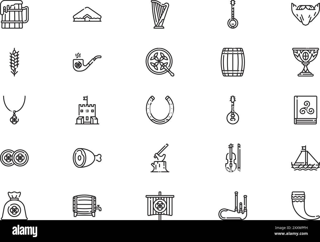 Celtic icons collection is a vector illustration with editable stroke ...