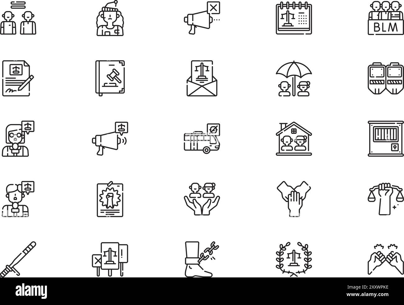 Civil rights movement icons collection is a vector illustration with ...