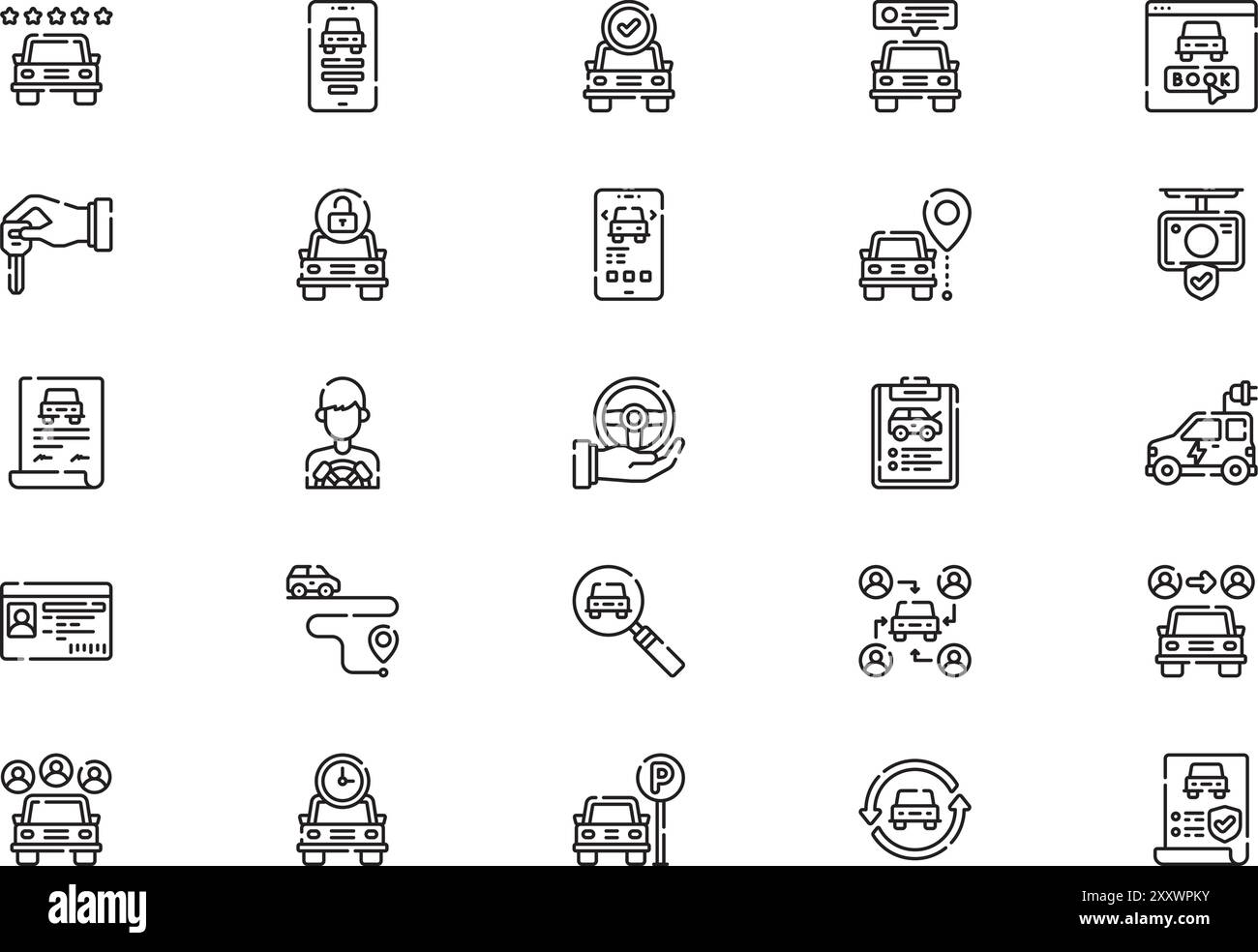 Car sharing icons collection is a vector illustration with editable ...