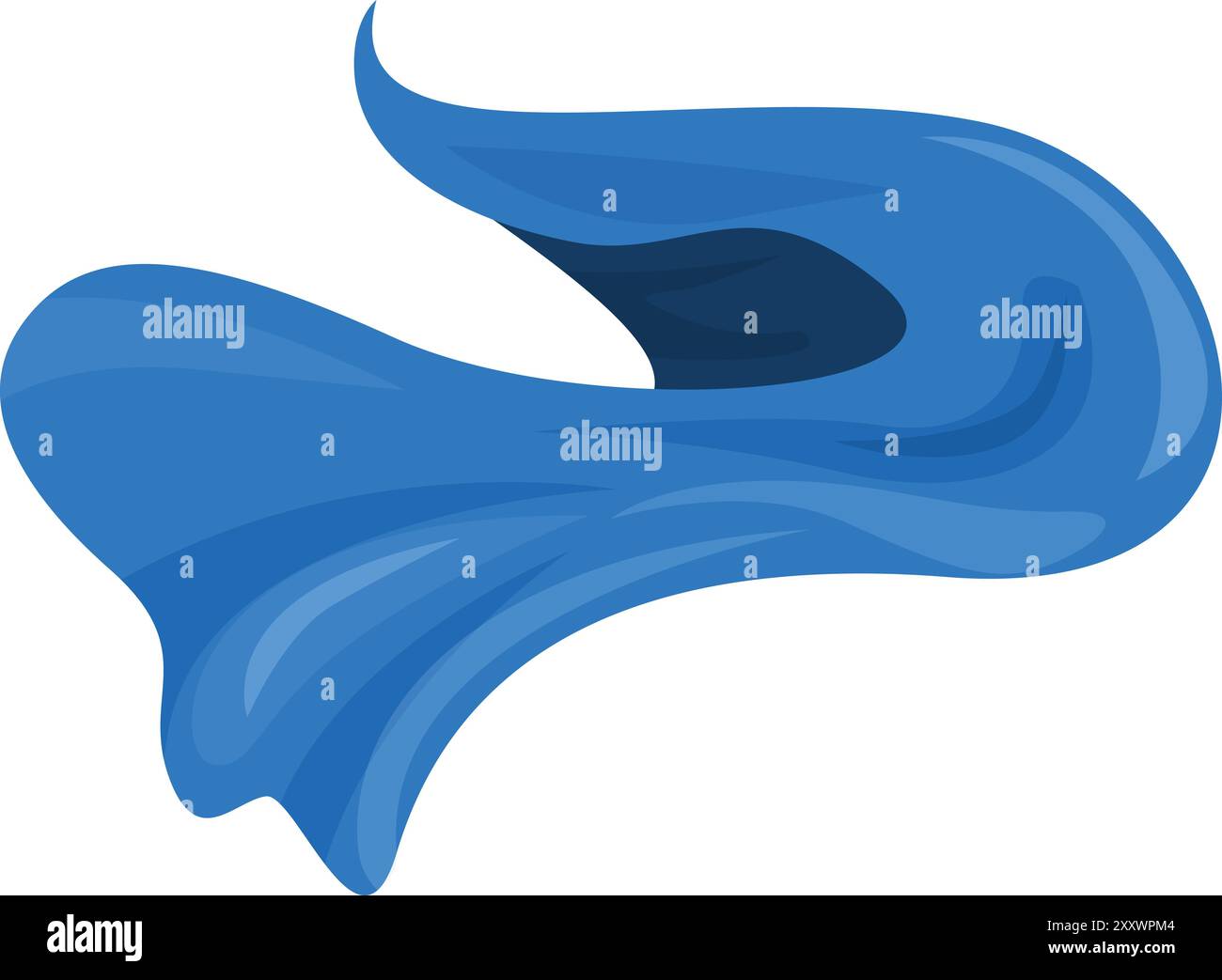 Blue silk fabric flowing in the wind, textile waving on white ...