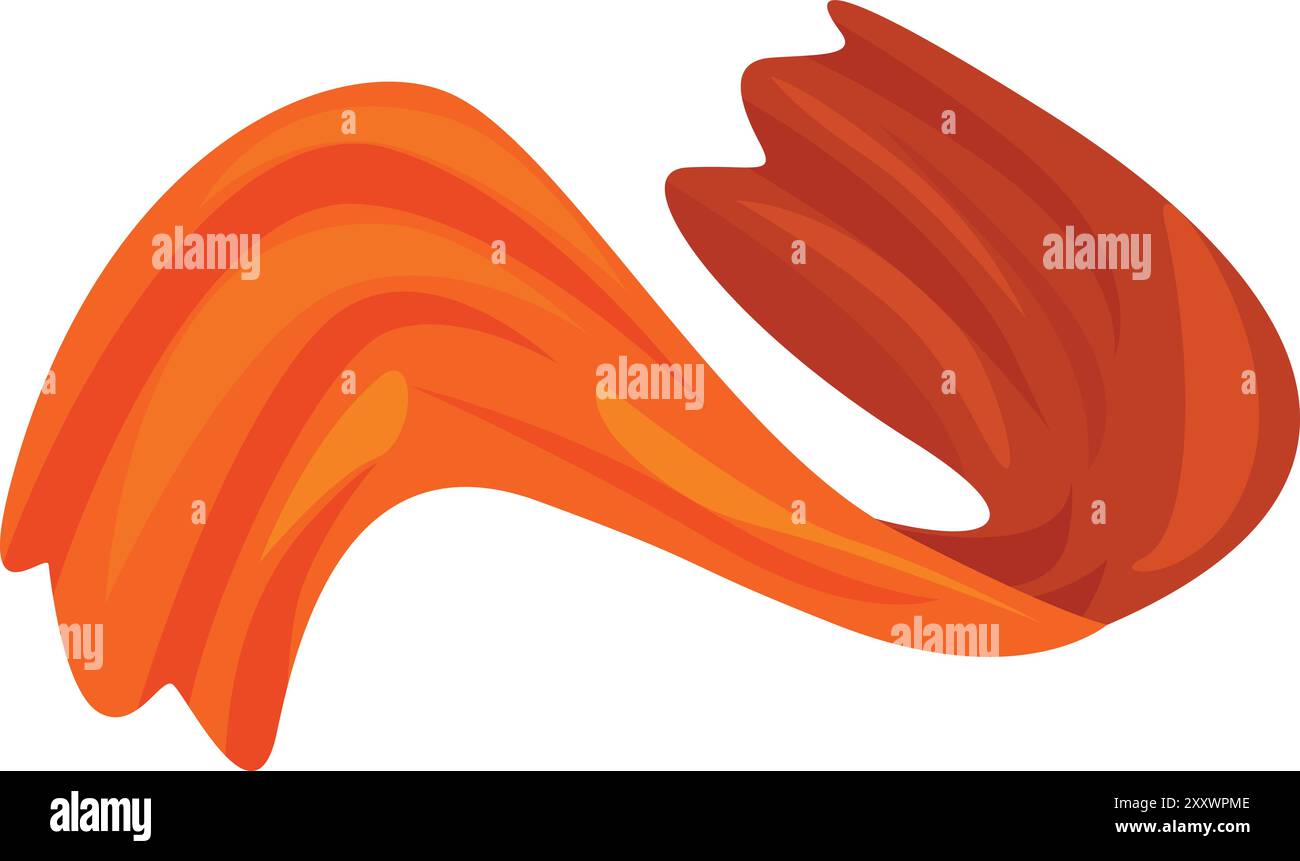 Illustration of a flowing orange ribbon, isolated on a white background ...