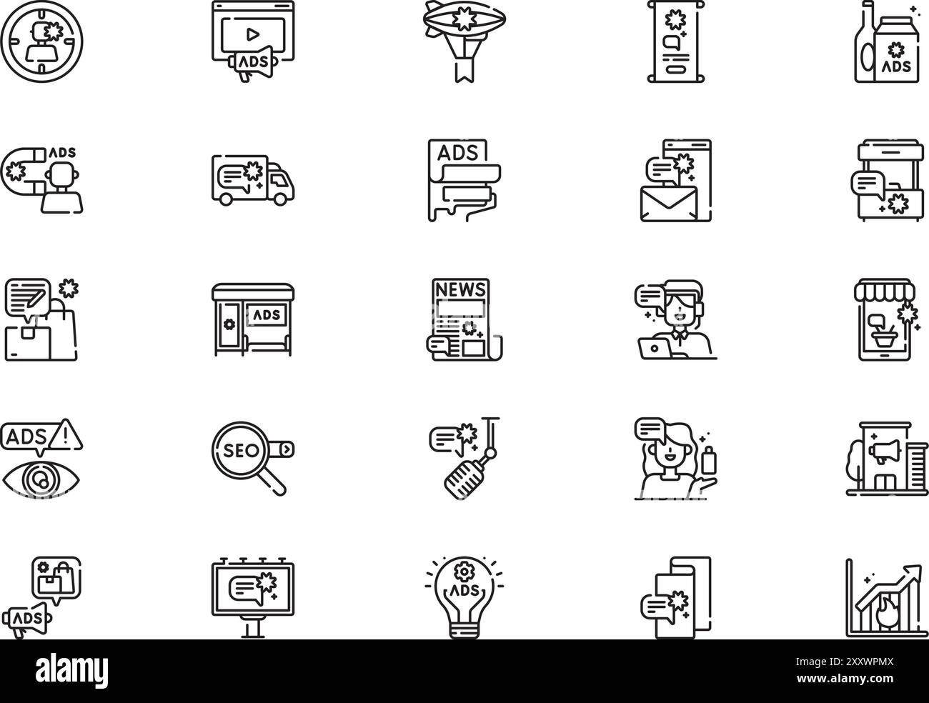 Advertisement icons collection is a vector illustration with editable ...
