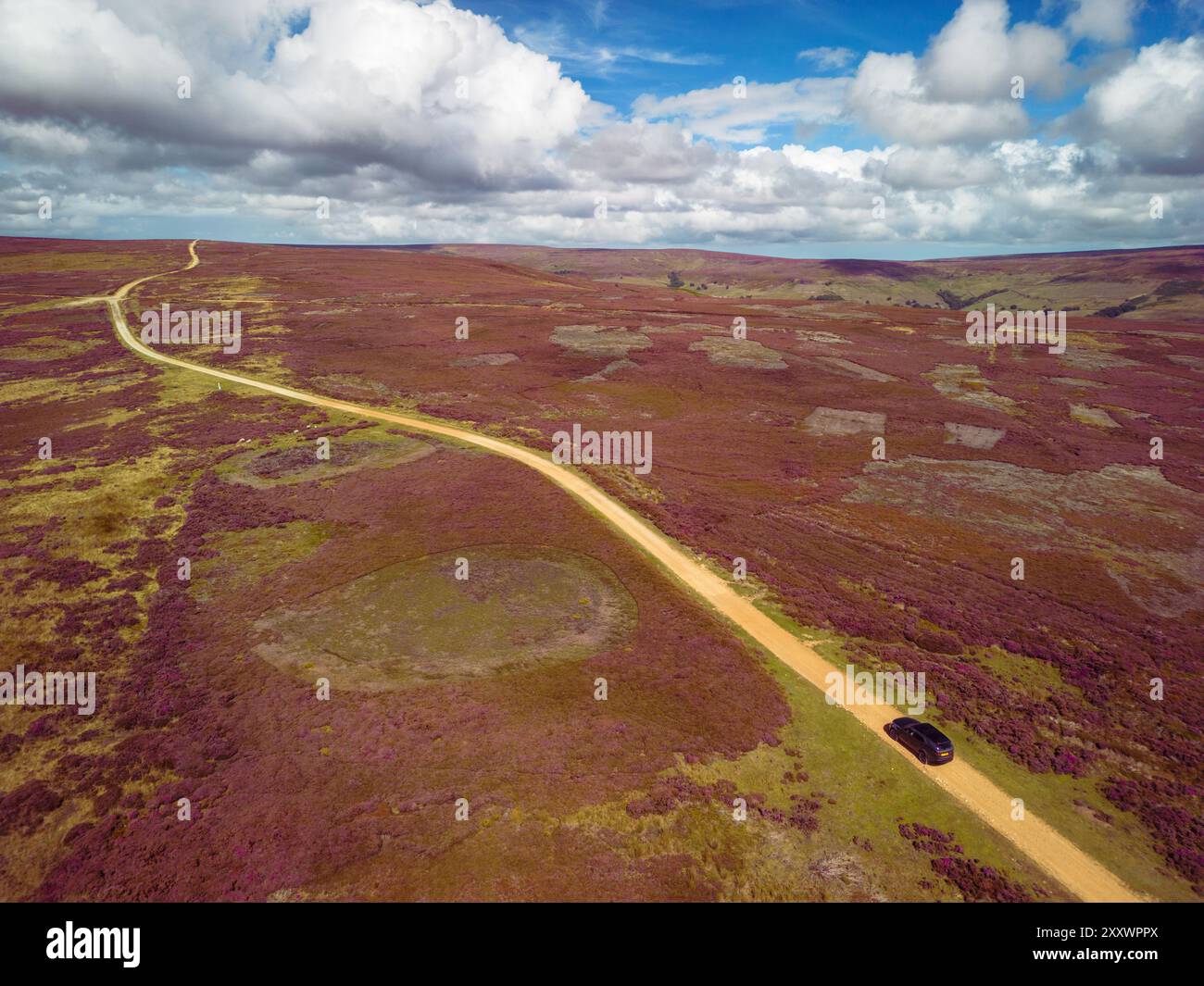 This landscape showcases a winding dirt road traversing the North York ...
