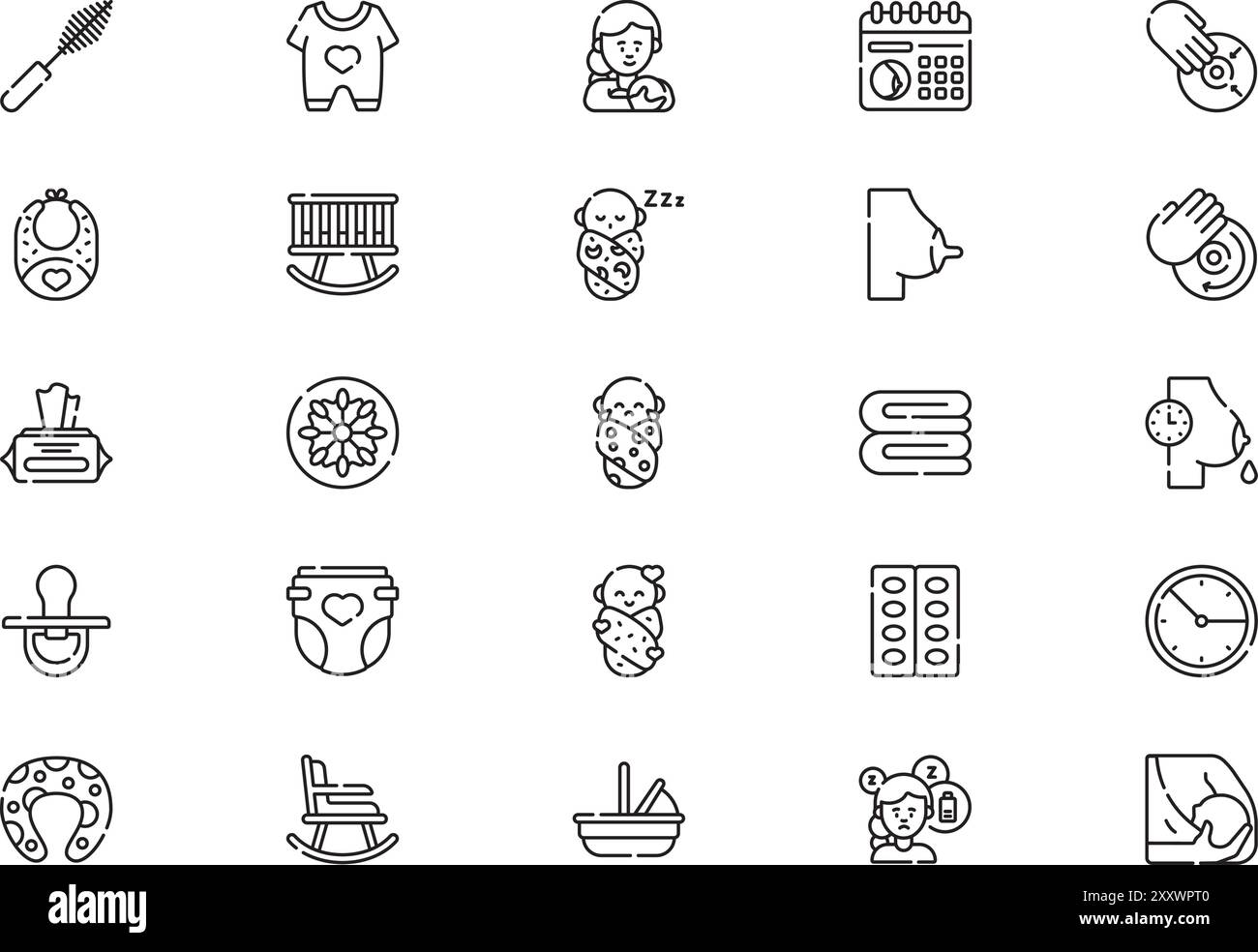 Breastfeeding icons collection is a vector illustration with editable ...
