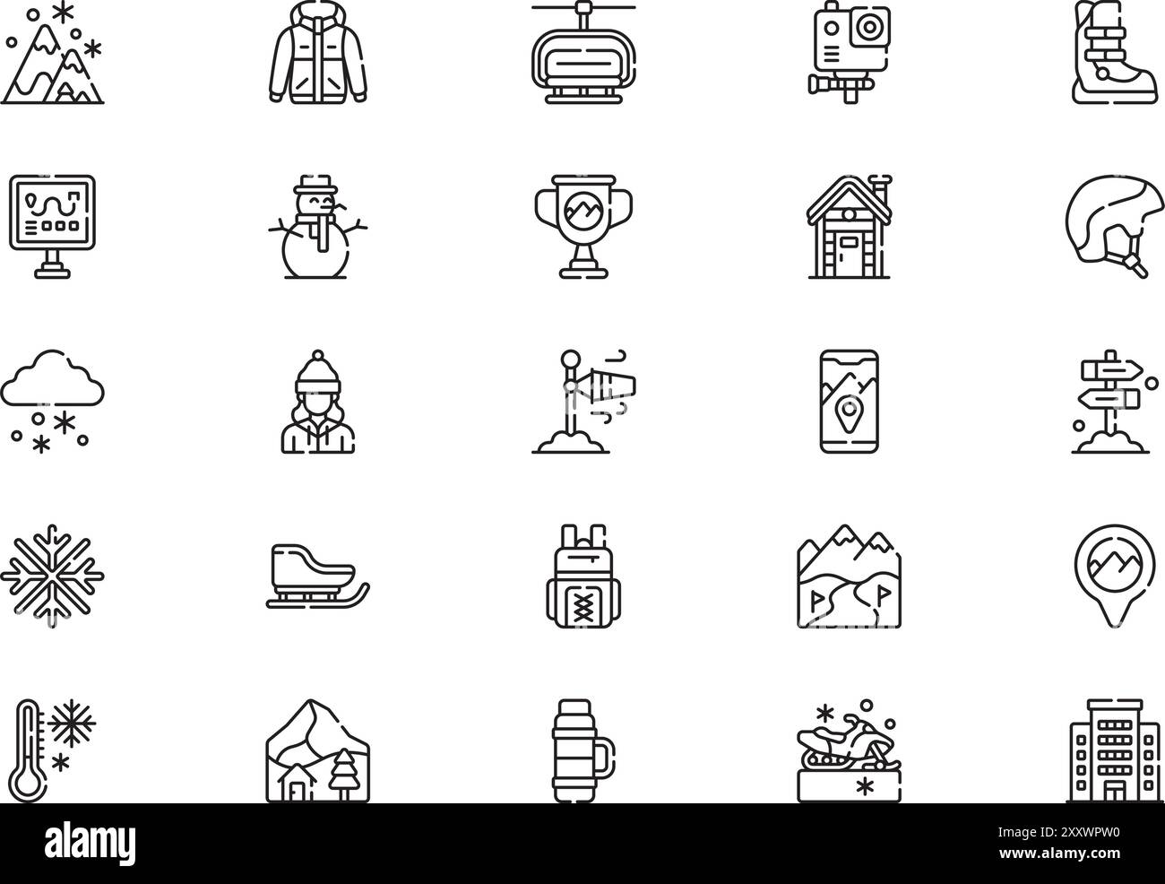 Ski resort icons collection is a vector illustration with editable ...