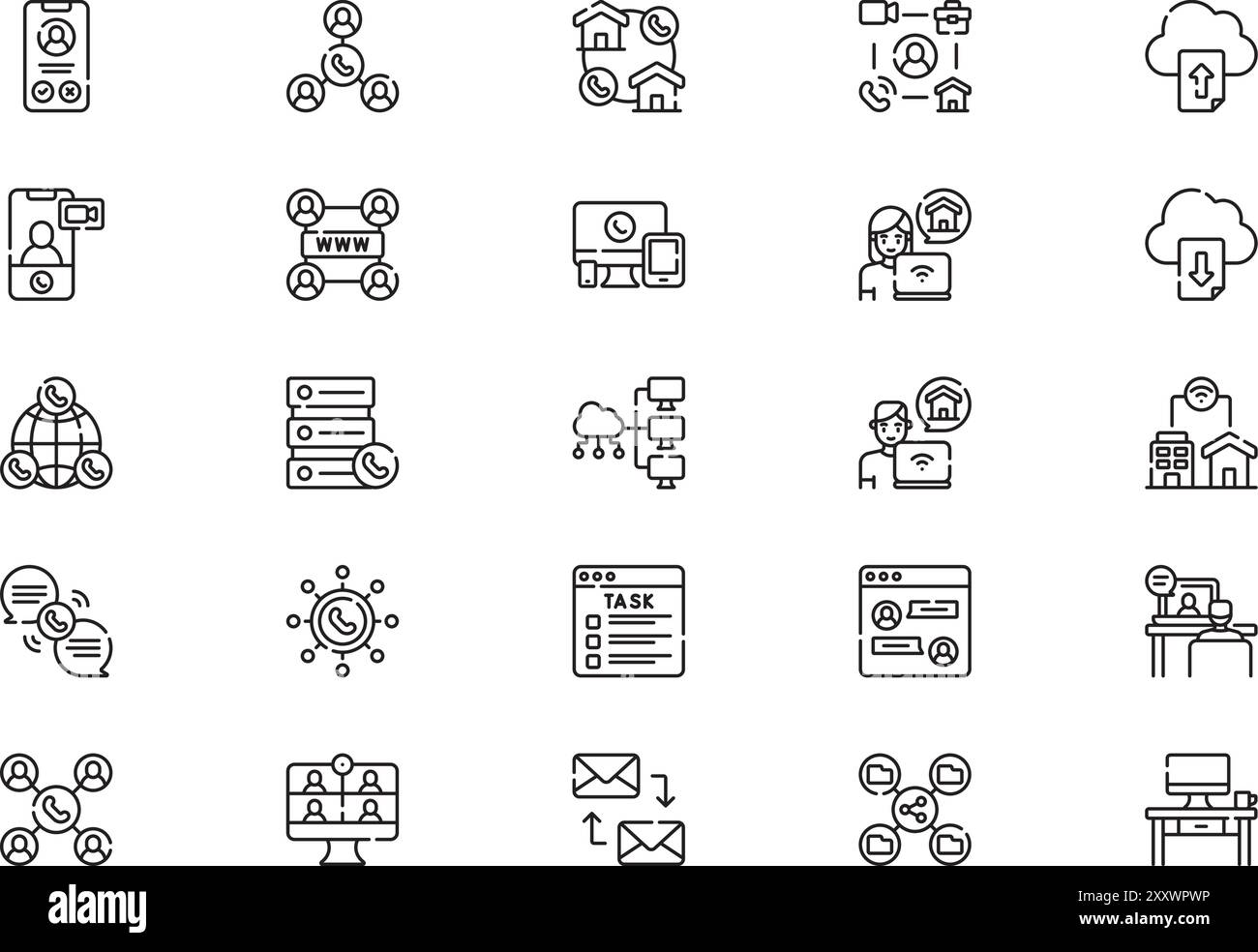 Telecommuting icons collection is a vector illustration with editable ...