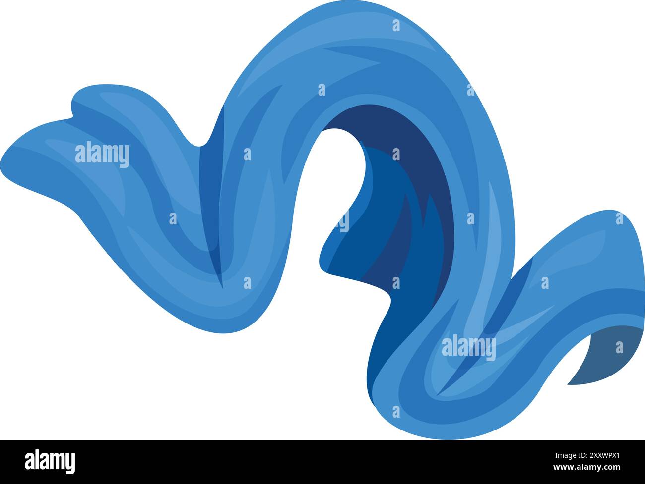 Smooth and elegant blue fabric flowing in the air, creating a sense of ...