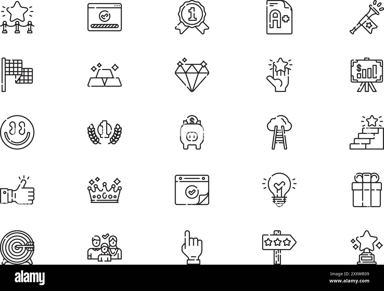 Success icons collection is a vector illustration with editable stroke ...