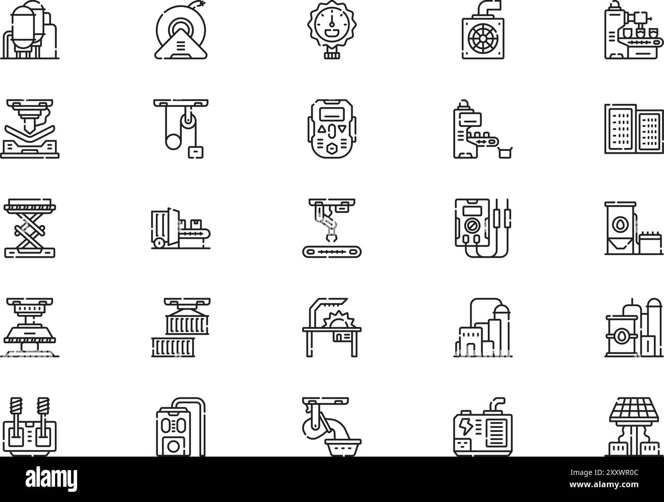 Industrial process icons collection is a vector illustration with ...
