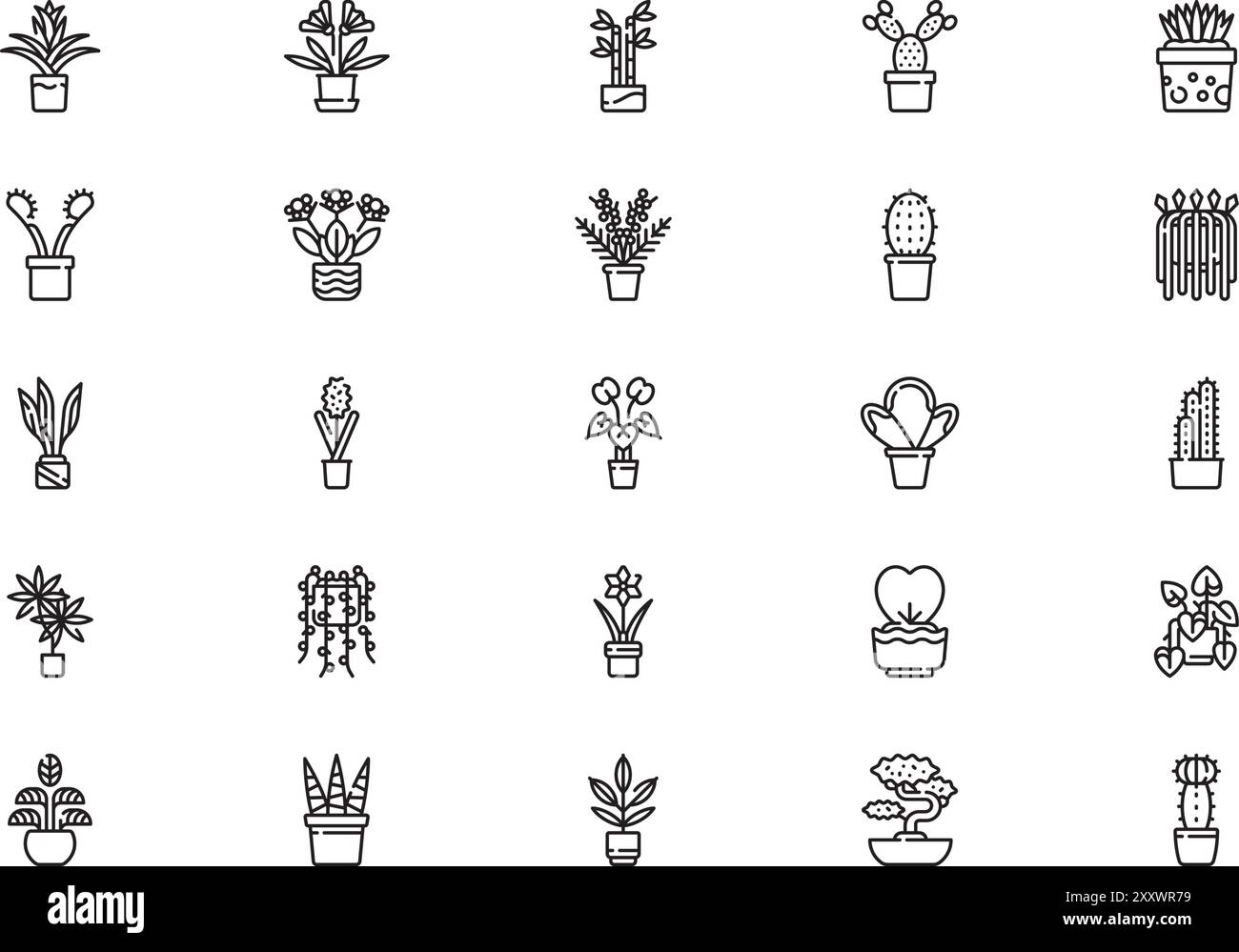 Indoor plants icons collection is a vector illustration with editable ...
