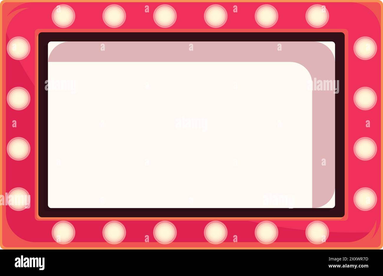 Red empty cinema sign with light bulbs is glowing on white background ...