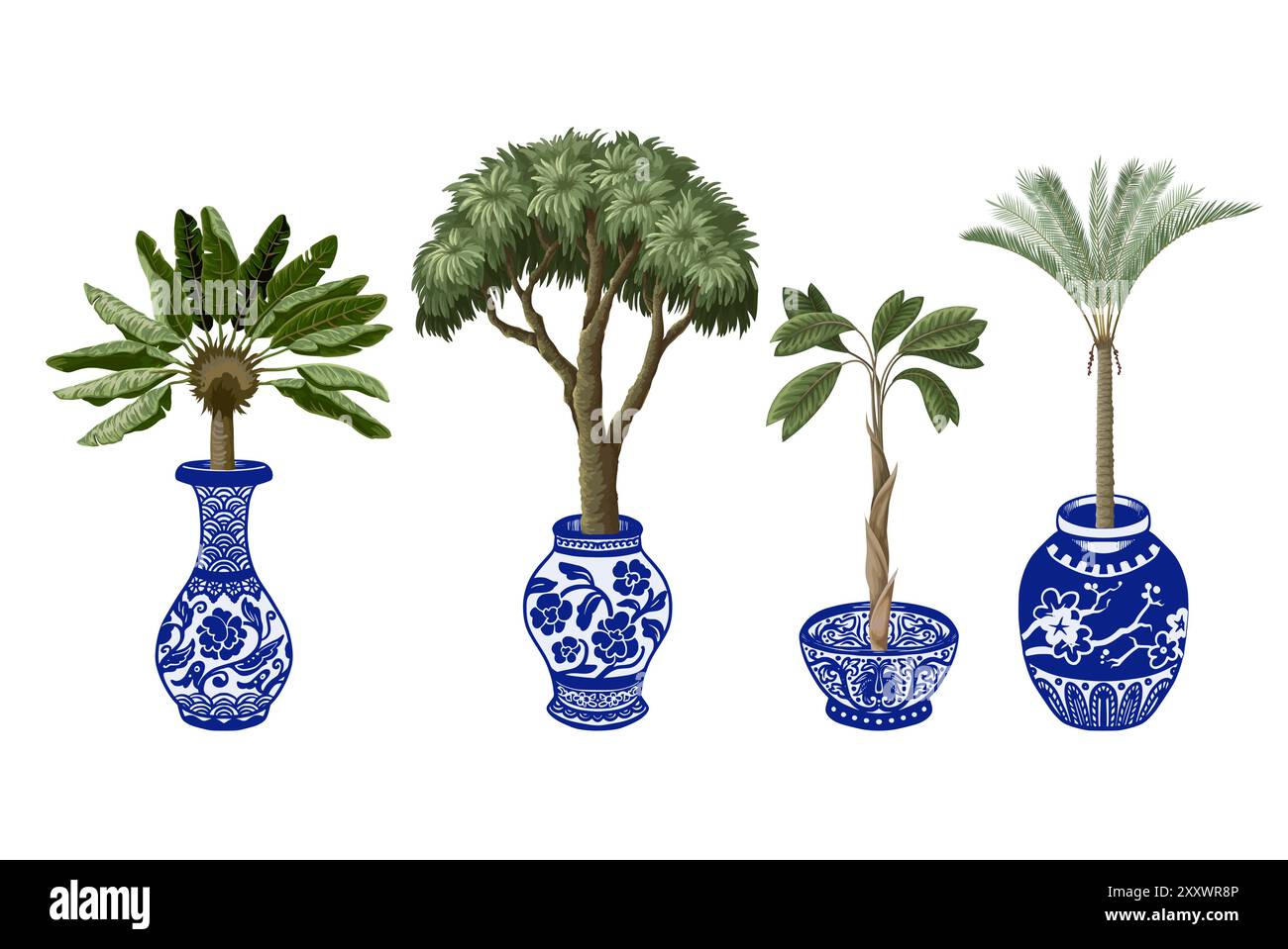 Green palm trees seamless Cut Out Stock Images & Pictures - Alamy