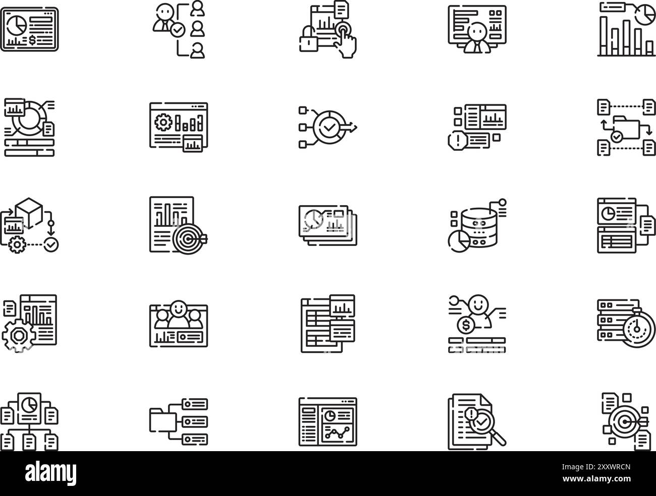 Business intelligence icons collection is a vector illustration with editable stroke Stock ...