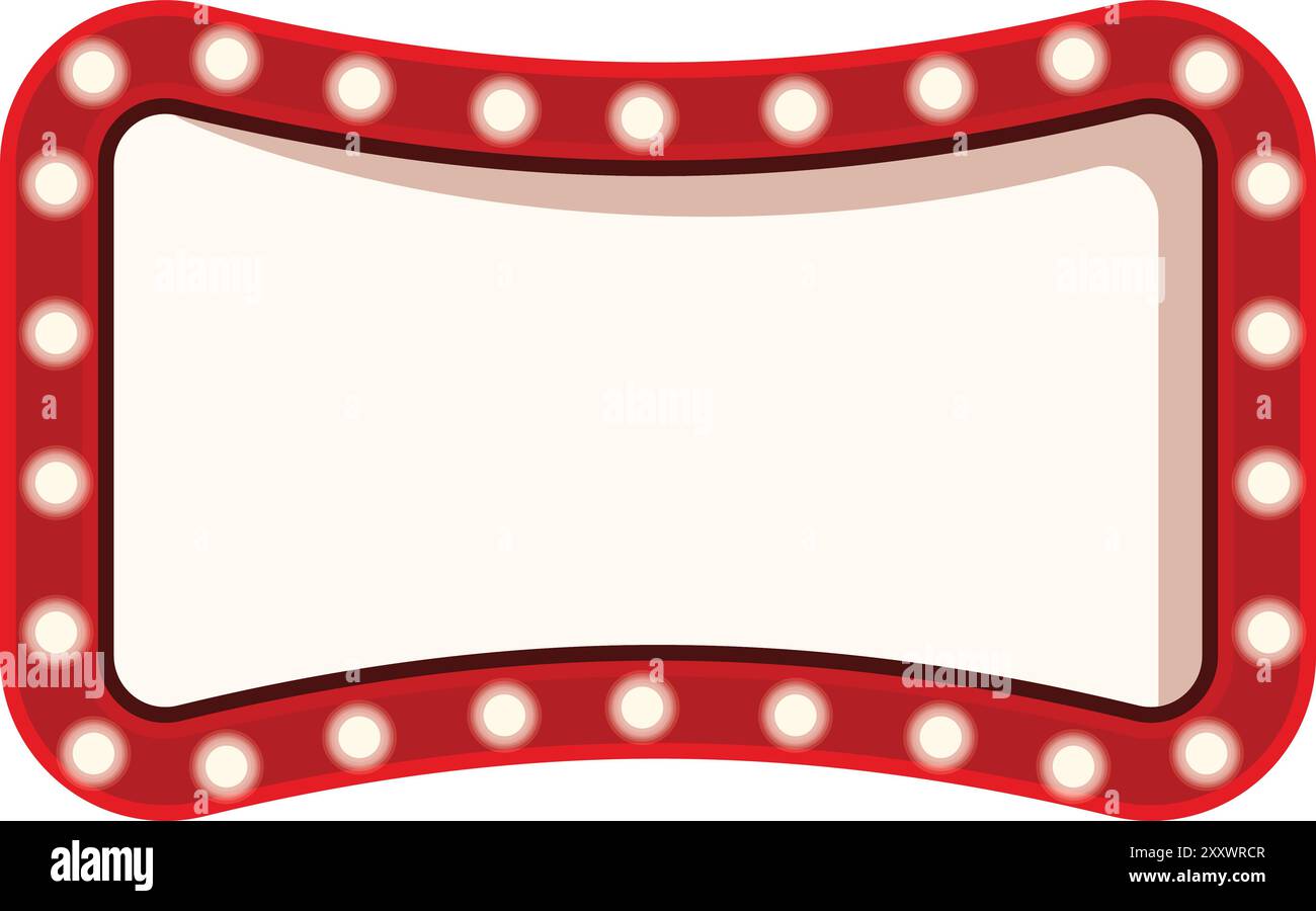 Red vintage frame with glowing light bulbs is inviting you to write ...