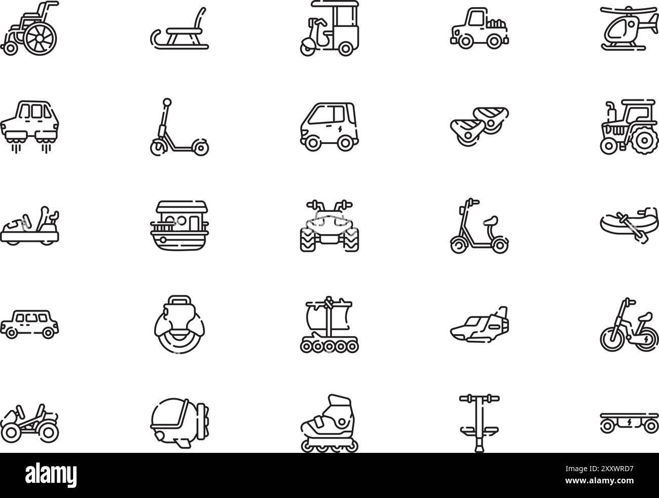 Personal transport icons collection is a vector illustration with ...