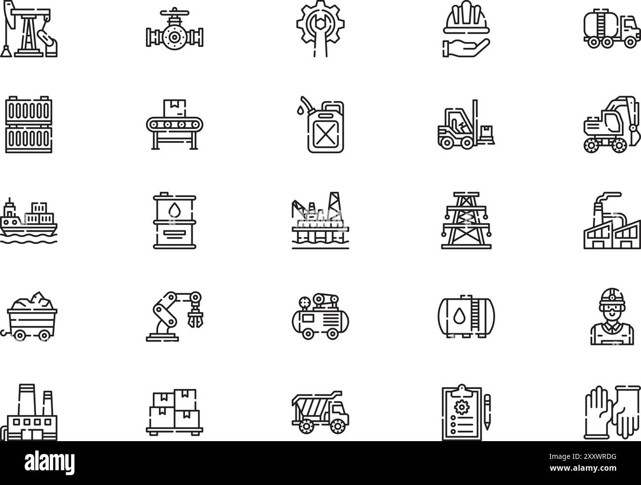 Industry icons collection is a vector illustration with editable stroke ...