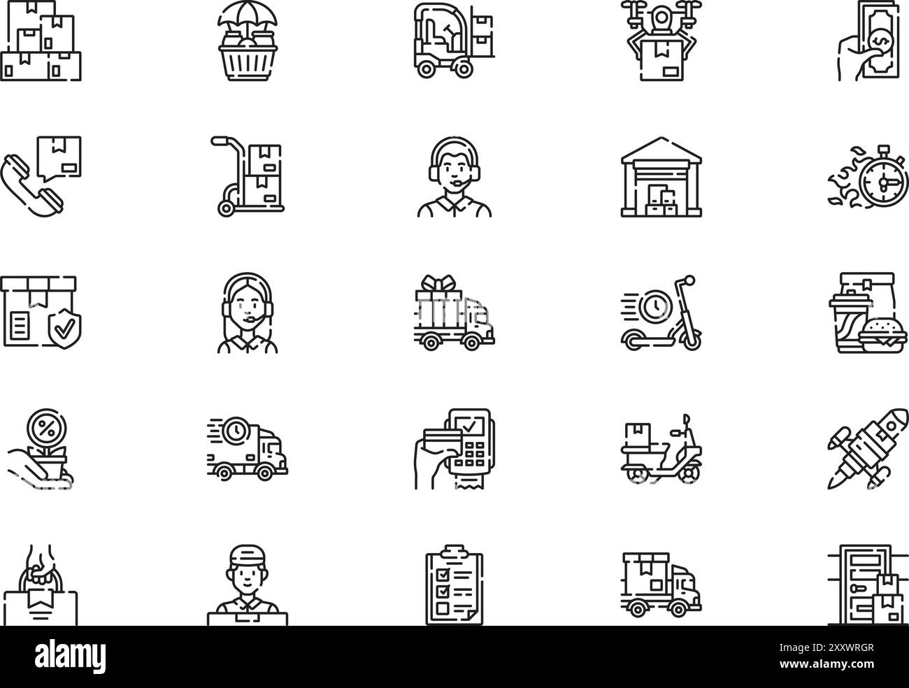 Delivery icons collection is a vector illustration with editable stroke ...
