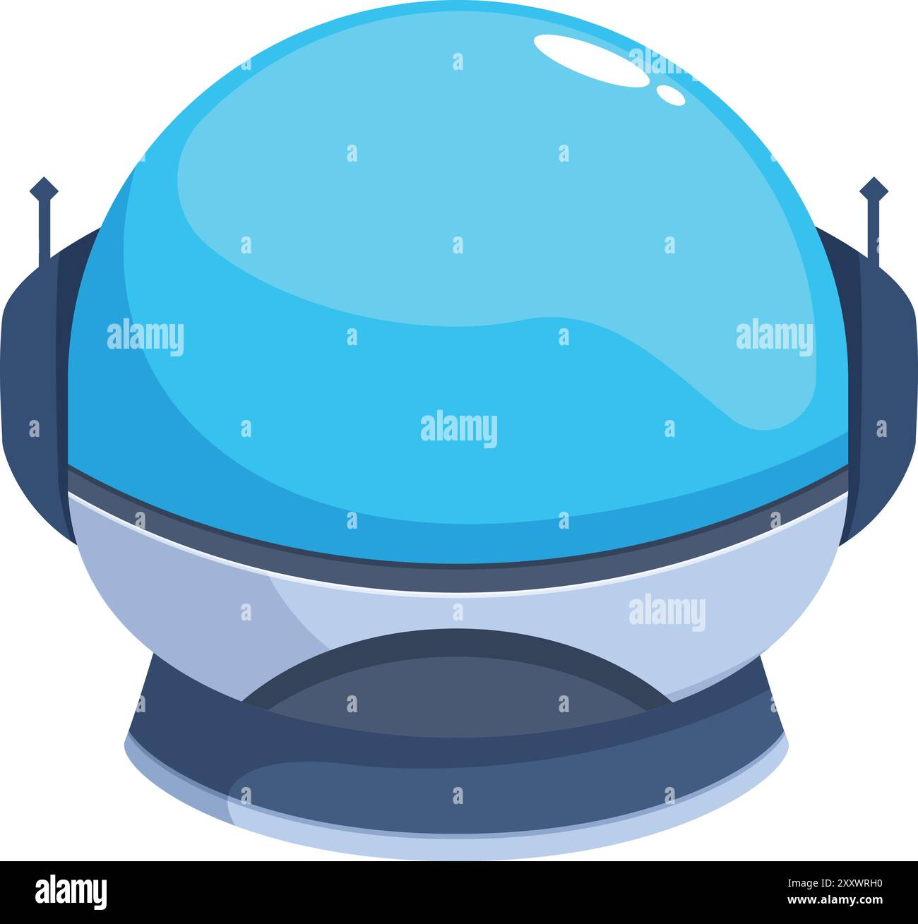 Blue robot head wearing a futuristic helmet, representing the ...