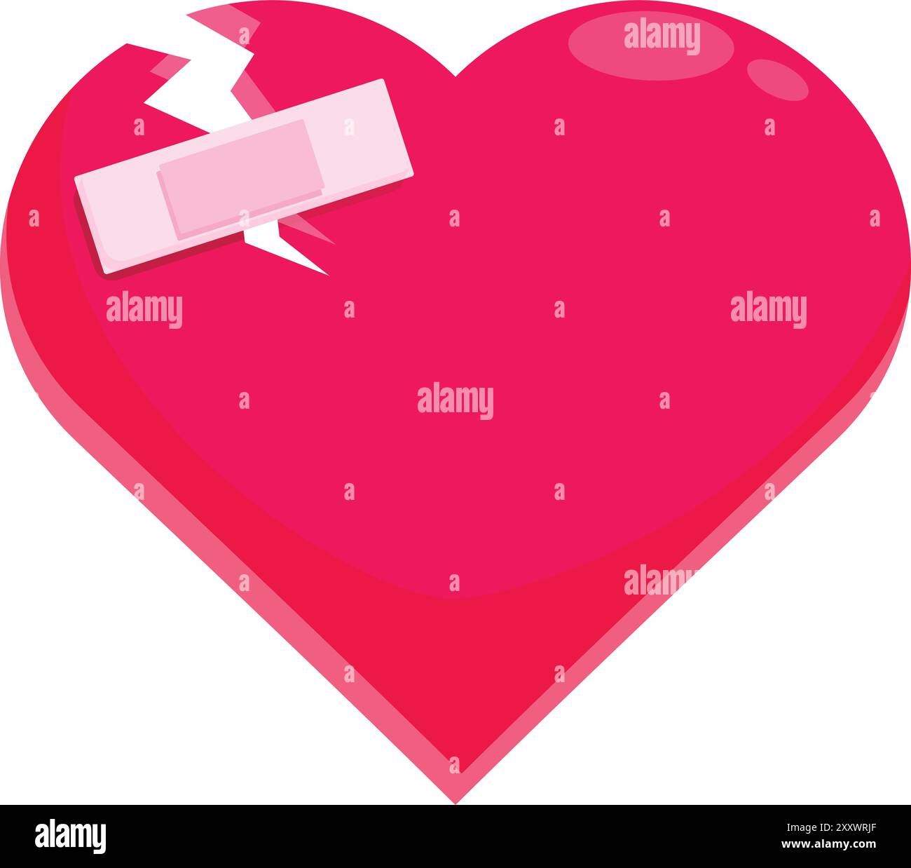 Big pink heart is trying to be repaired with a band aid Stock Vector ...
