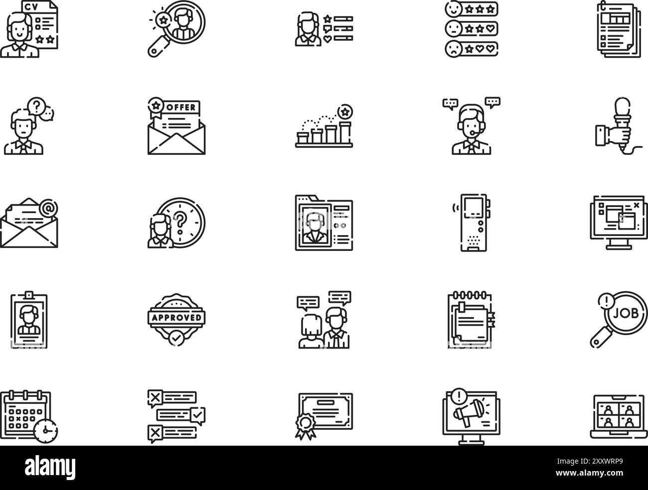 Interview icons collection is a vector illustration with editable ...