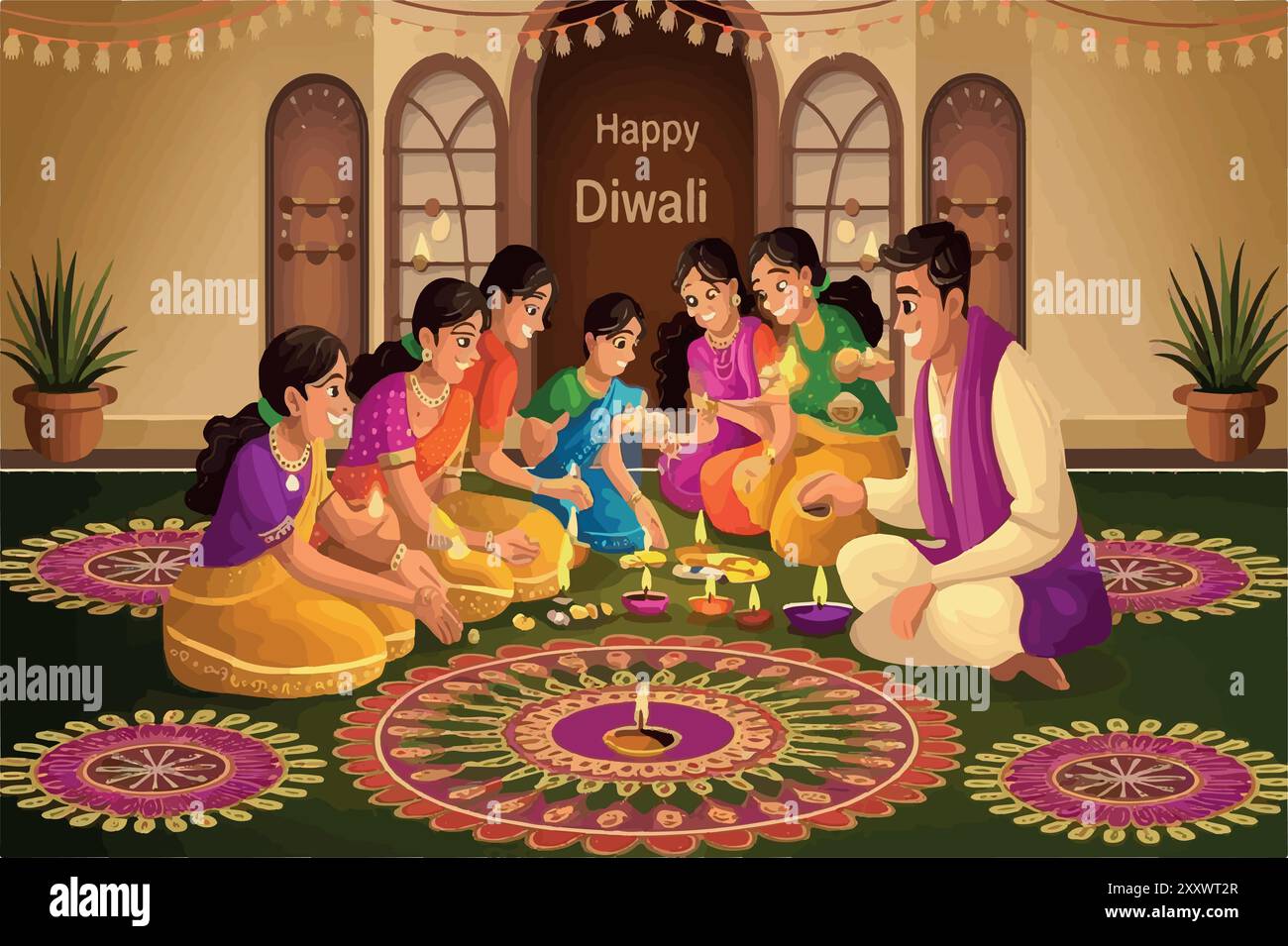 Celebrate the Joy of Diwali with Loved Ones Stock Vector Image & Art ...