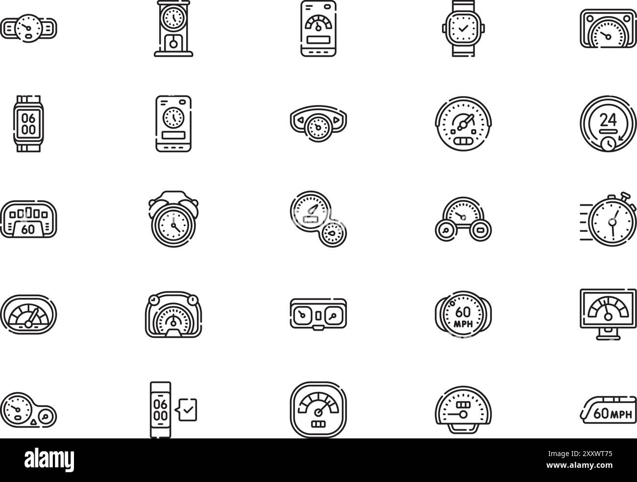 Speedometer and time icons collection is a vector illustration with ...