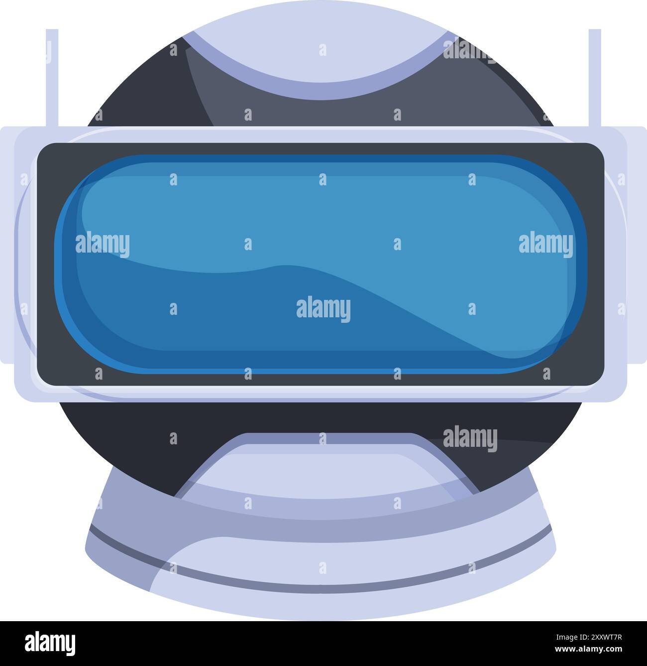 Robot head with a blue screen displaying futuristic technology Stock ...