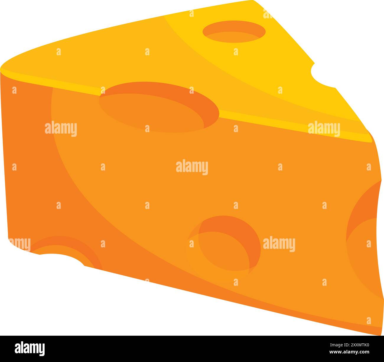 Cartoon drawing of a triangular piece of yellow cheese with holes on a ...