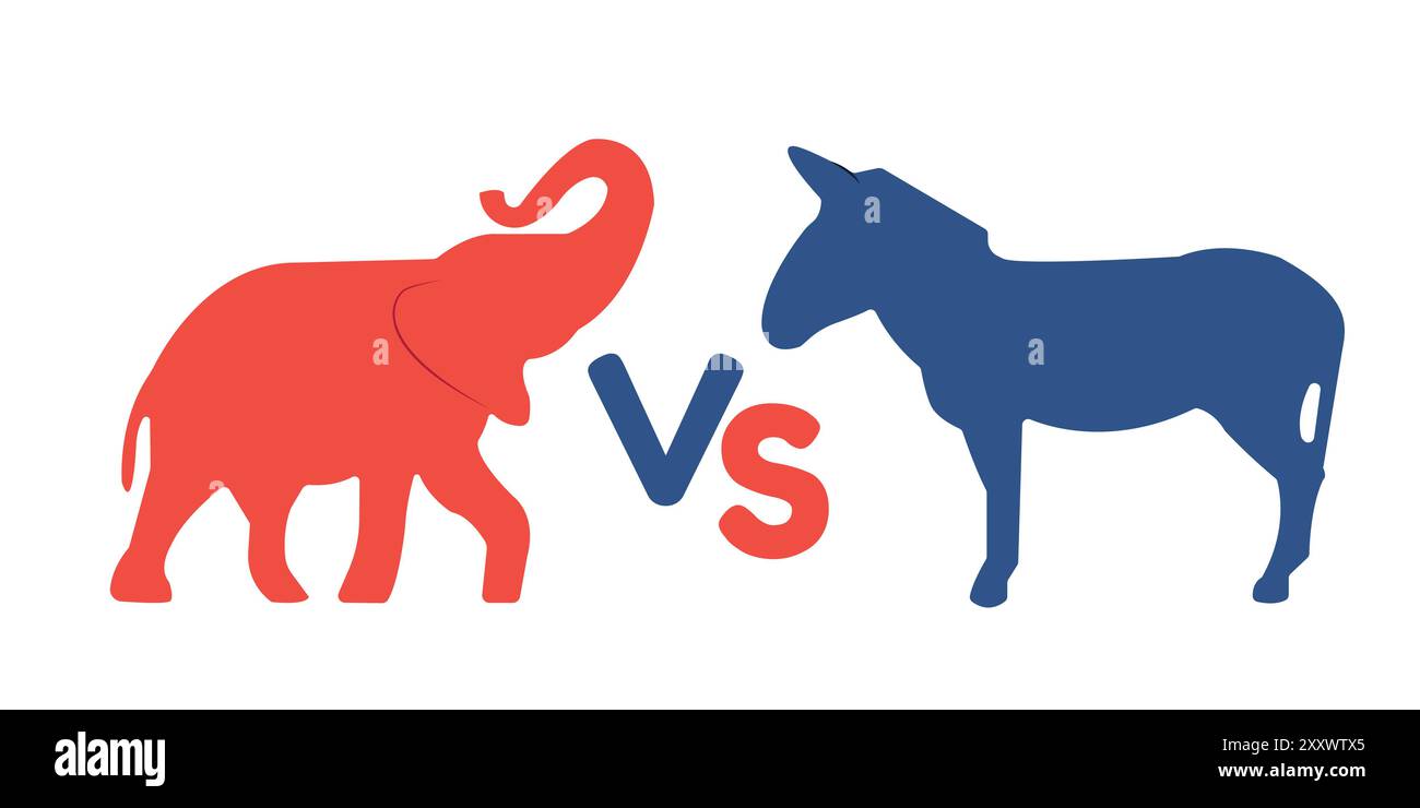 Election campaign. Election 2024 in USA., Flat illustration of parties ...