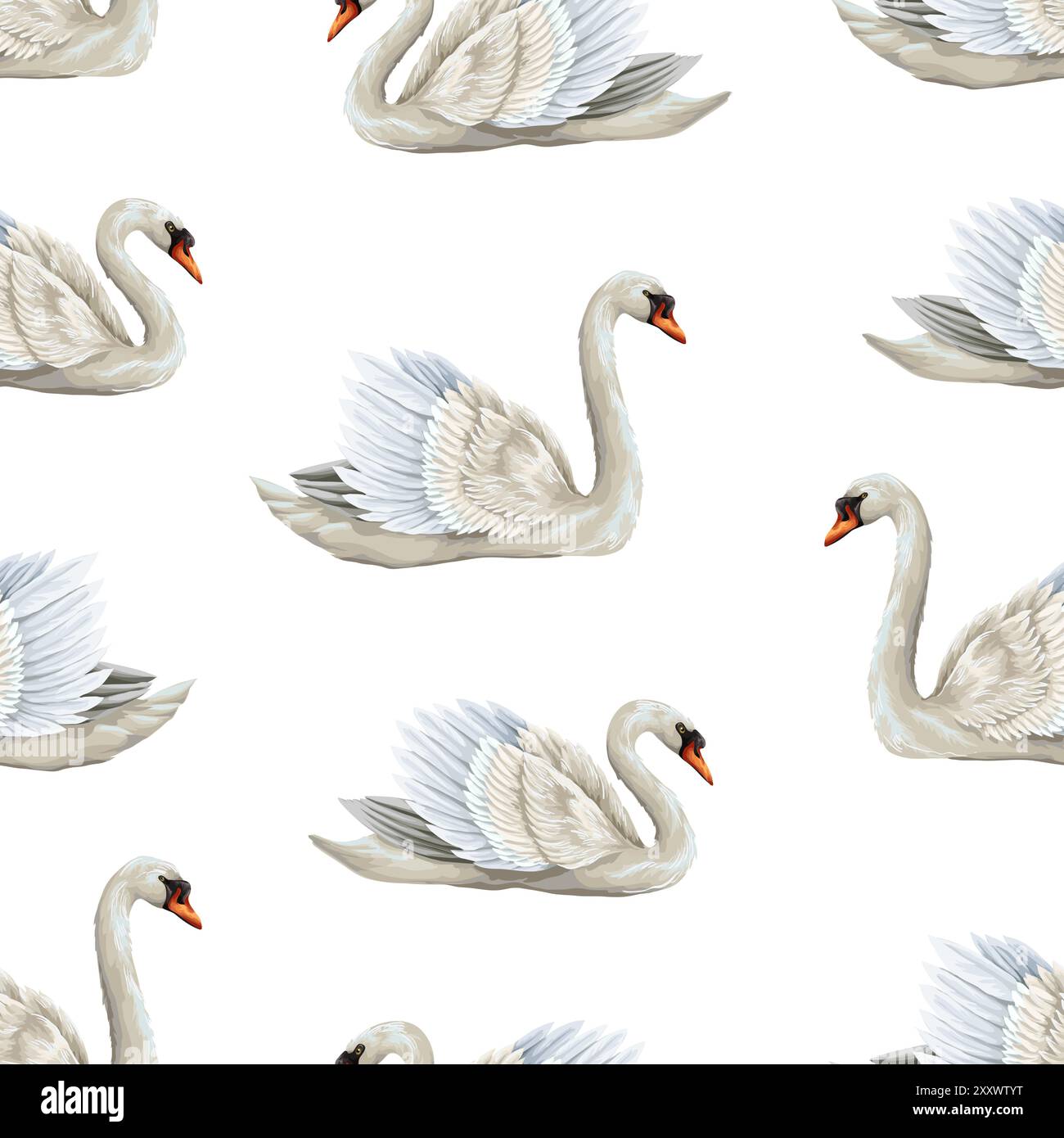 Seamless pattern with white swan. Vector Stock Vector Image & Art - Alamy