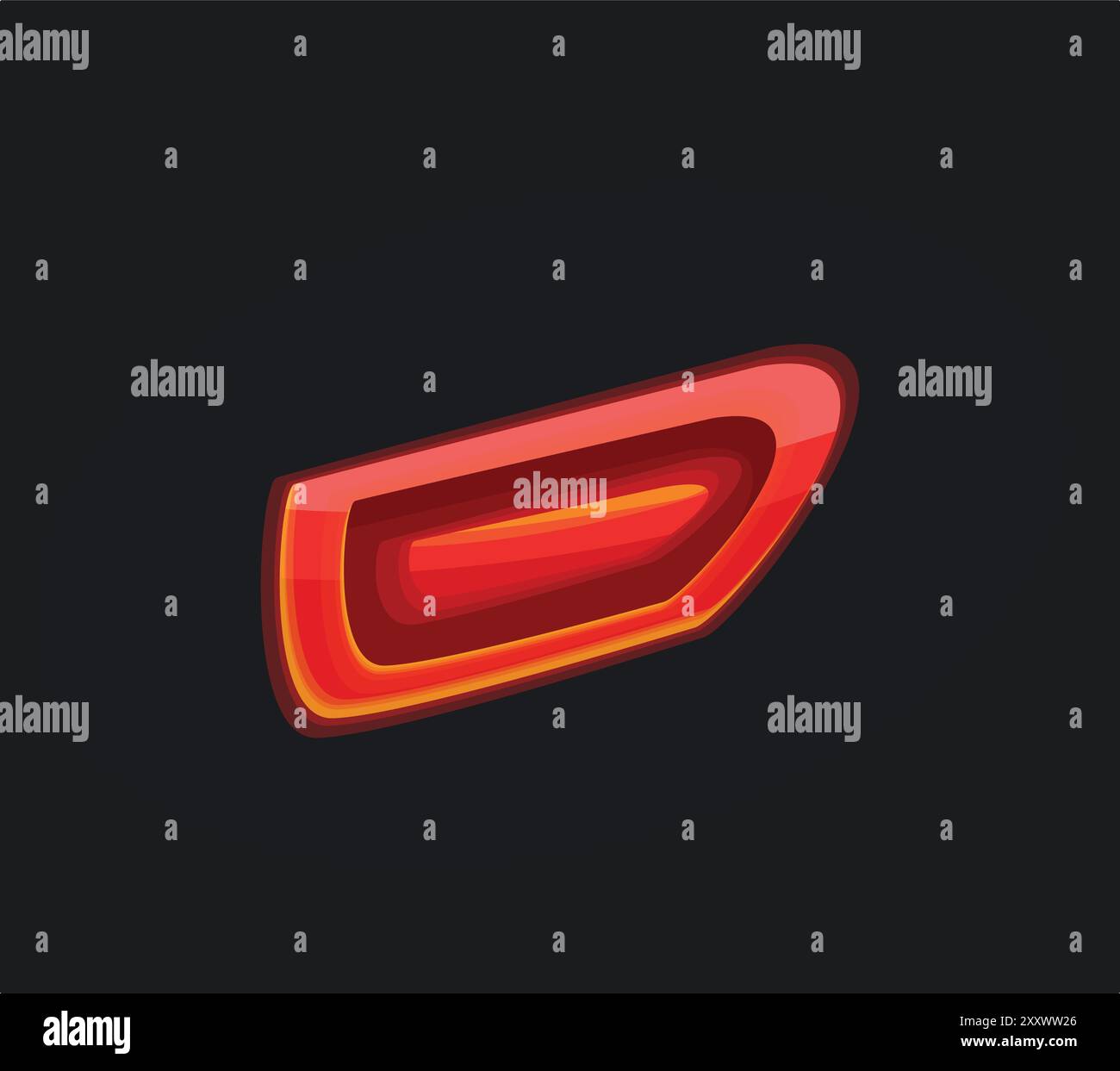 Red modern car rear light glowing in the dark, automobile driving ...