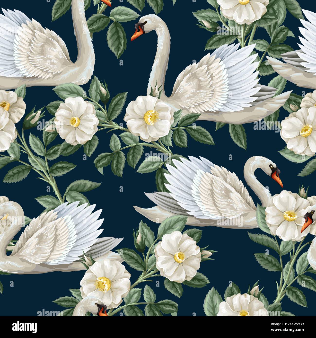 Swan pattern hi-res stock photography and images - Alamy