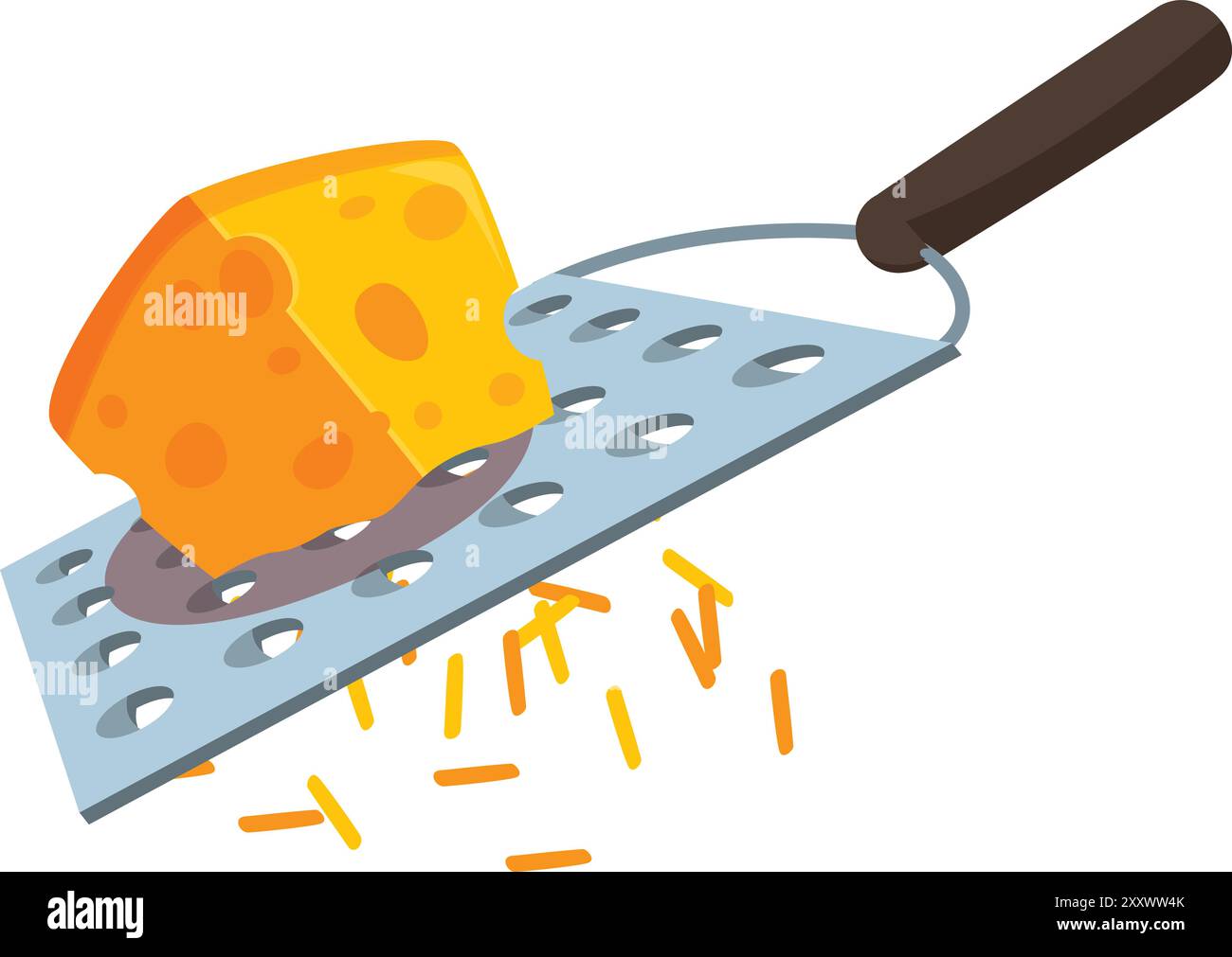 Grating cheese with metal grater creating cheese zest for cooking Stock ...