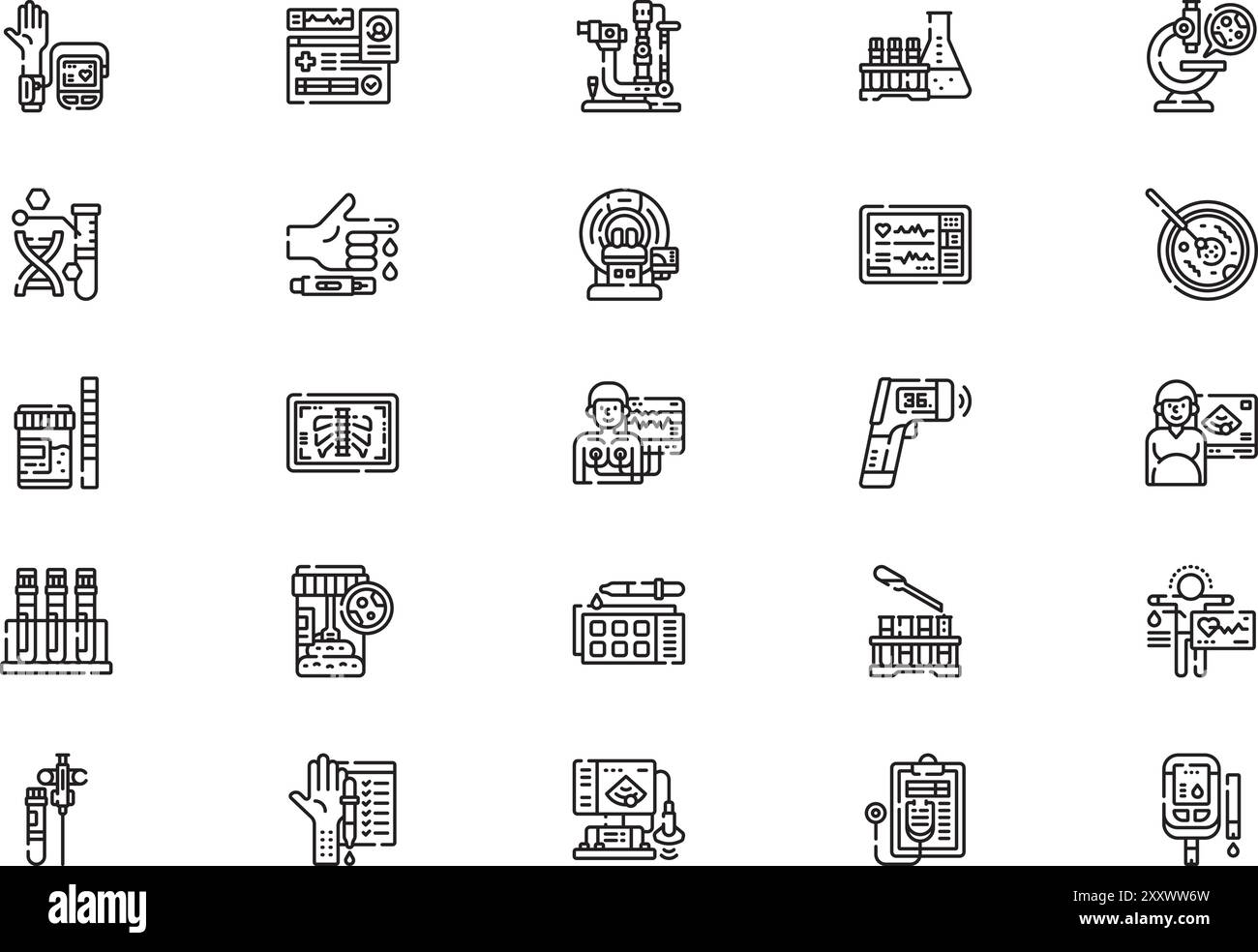 Medical tests icons collection is a vector illustration with editable ...