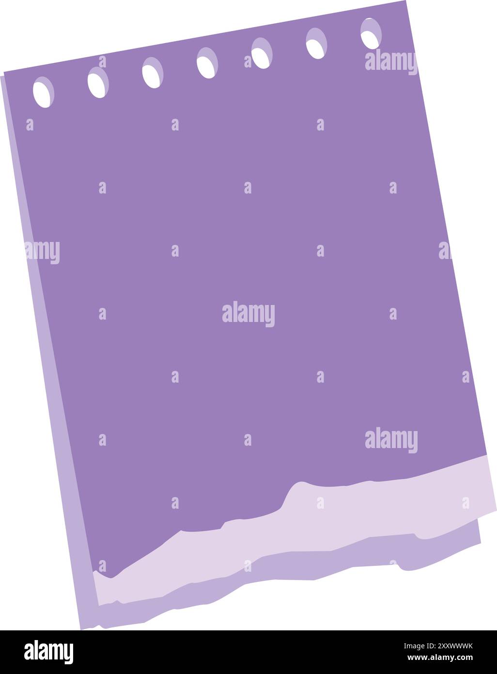 Blank purple notepad paper with a torn bottom edge is floating Stock ...