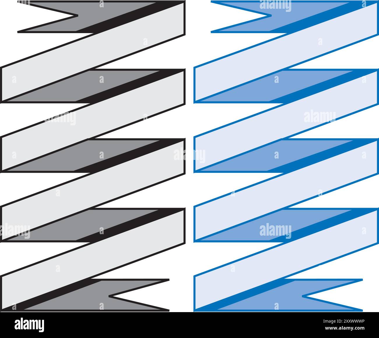 Hand drawn vintage manuscript ribbons colored set isolated vector ...