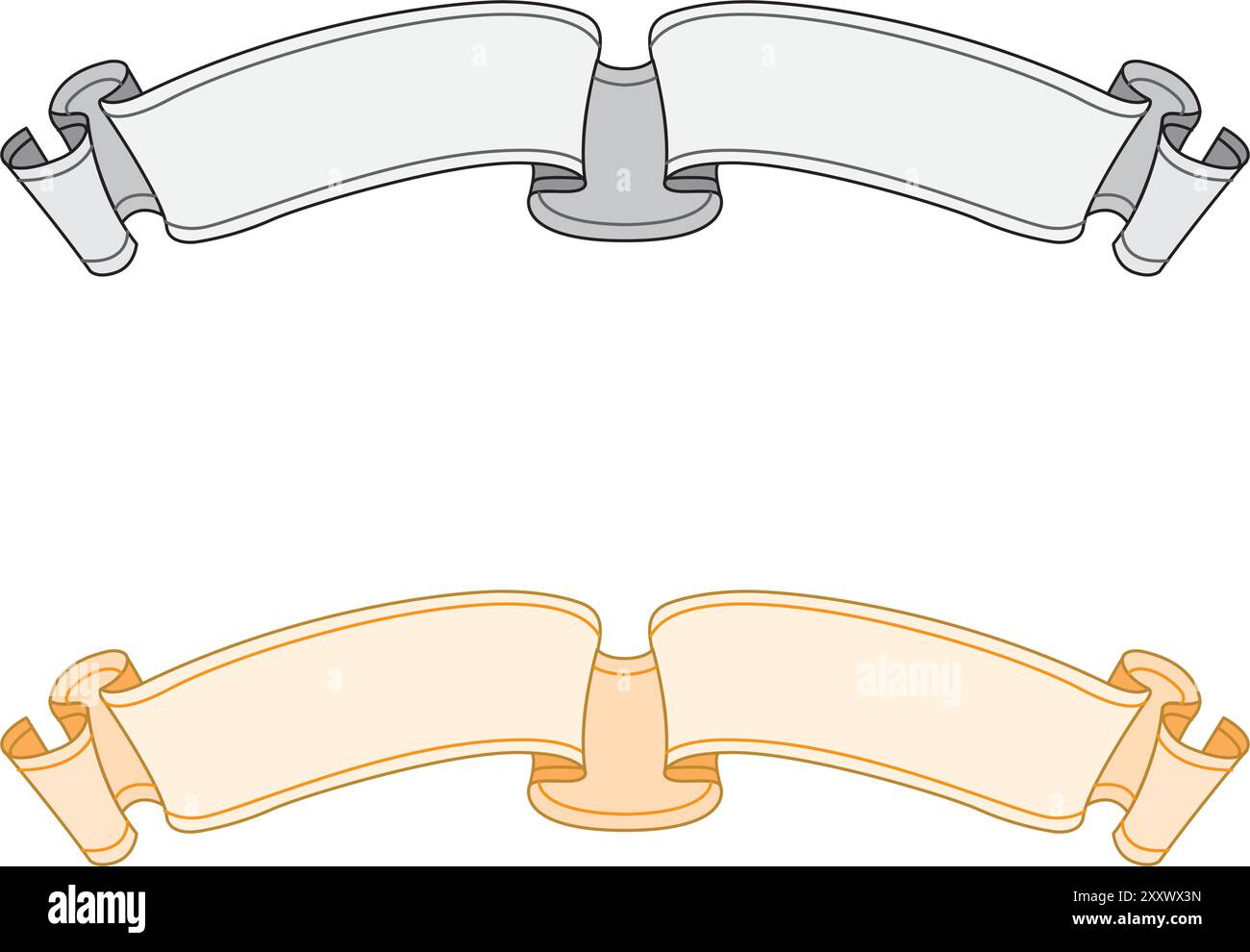 Hand drawn vintage manuscript ribbons colored set isolated vector ...