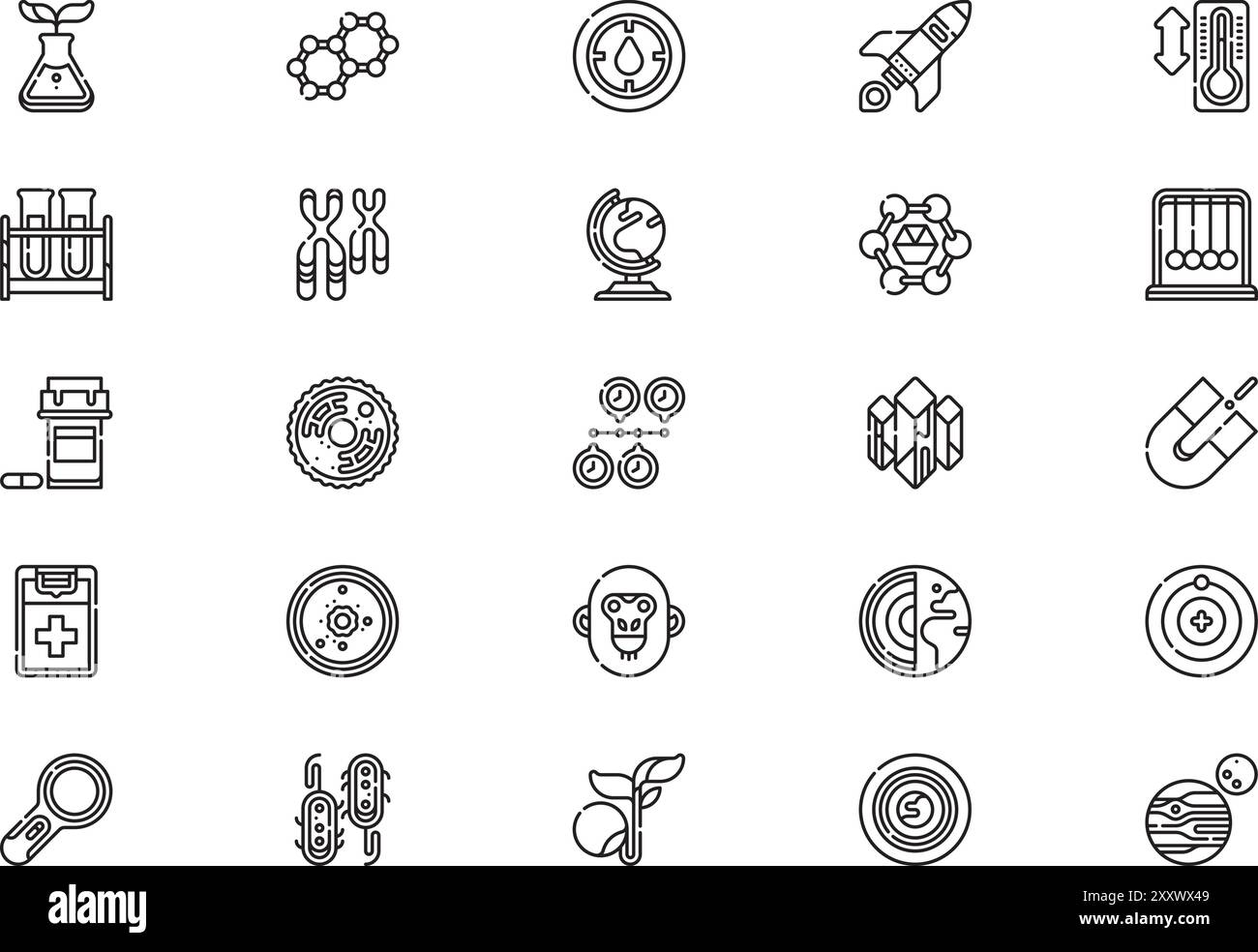 Science icons collection is a vector illustration with editable stroke ...