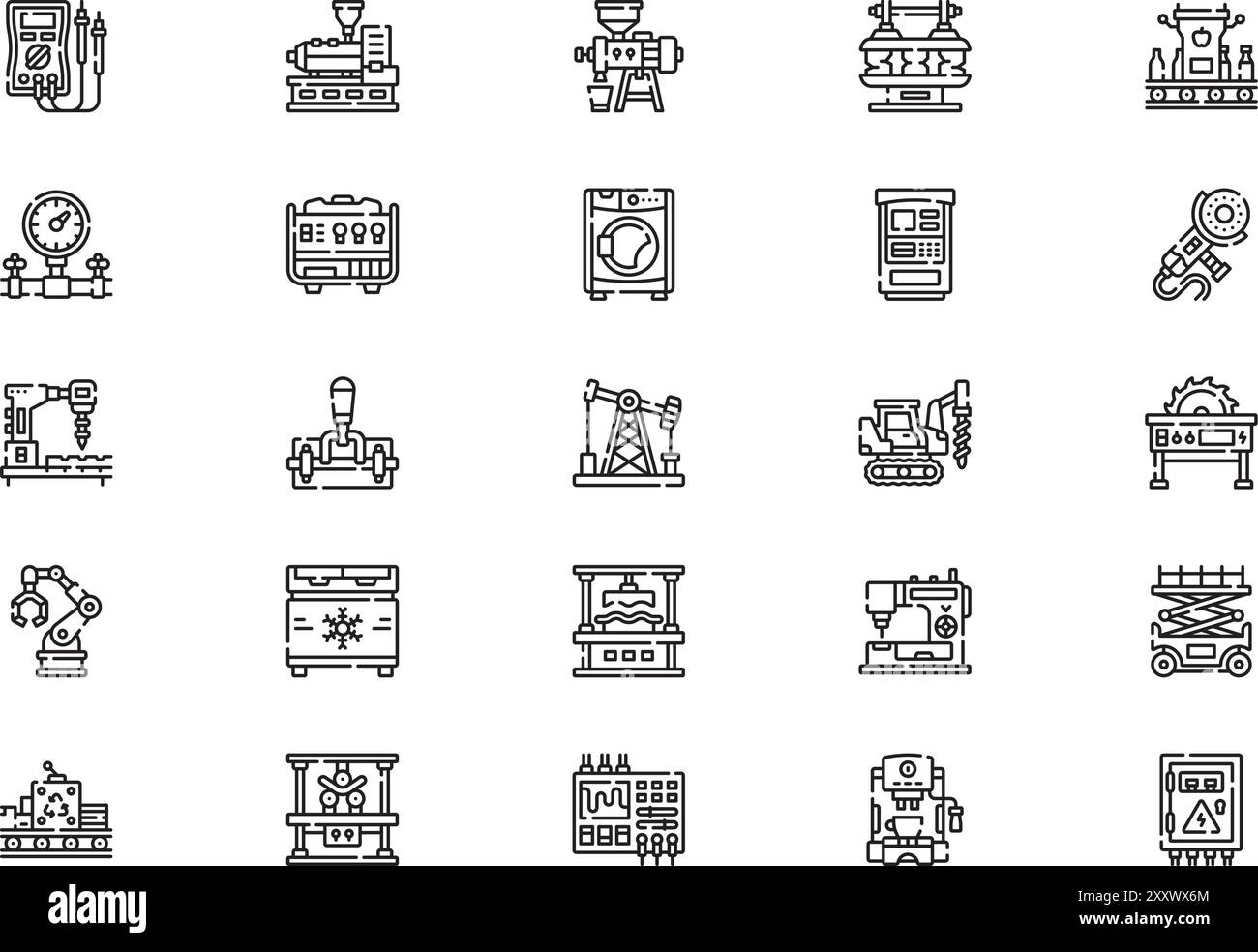 Machinery icons collection is a vector illustration with editable ...