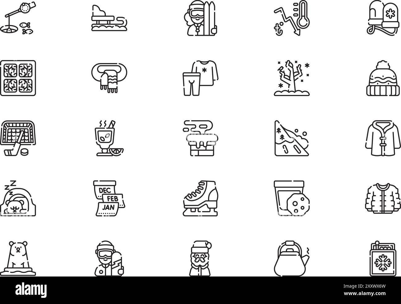 Winter icons collection is a vector illustration with editable stroke ...