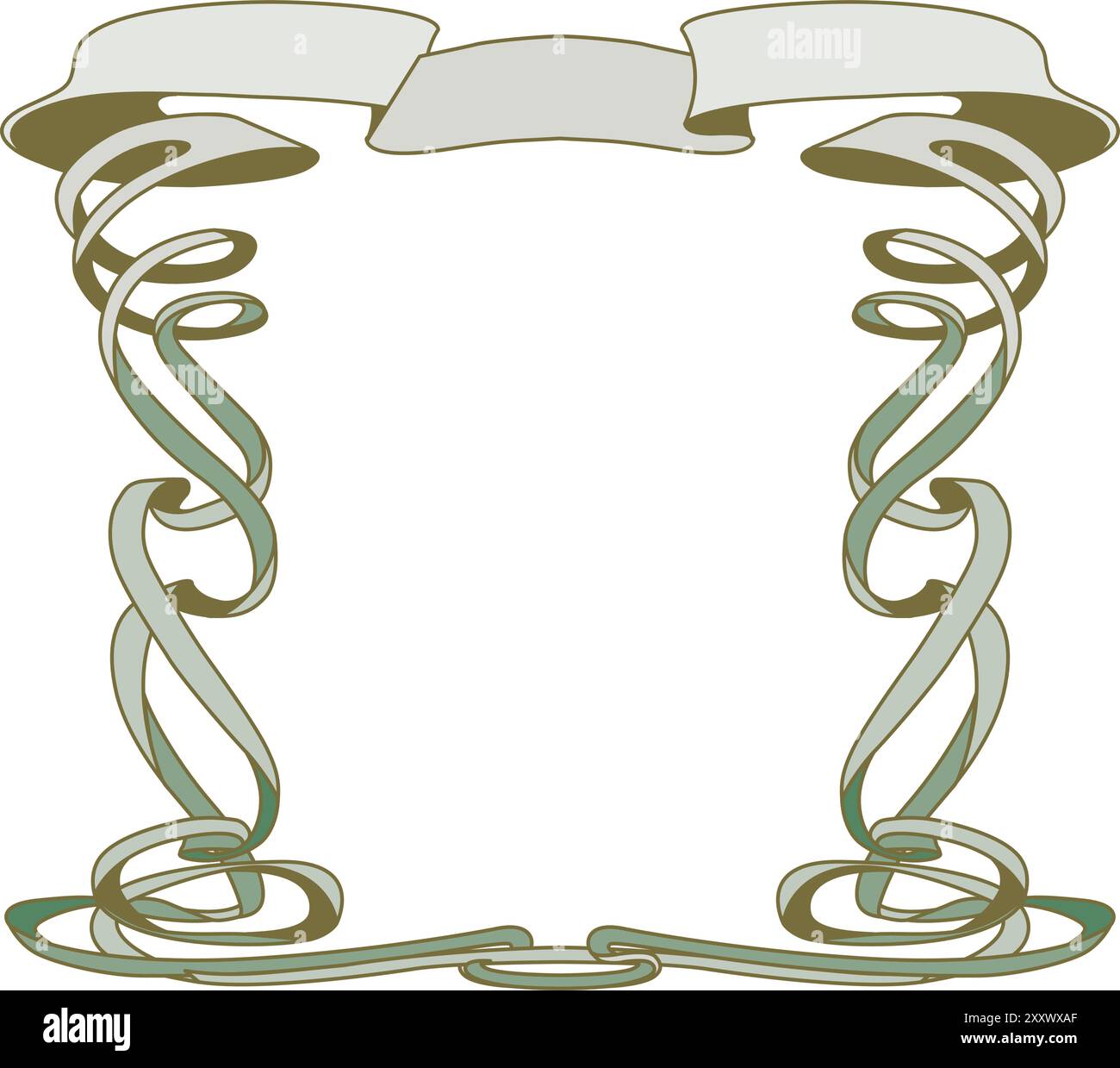 Hand drawn vintage manuscript ribbons colored set isolated vector ...