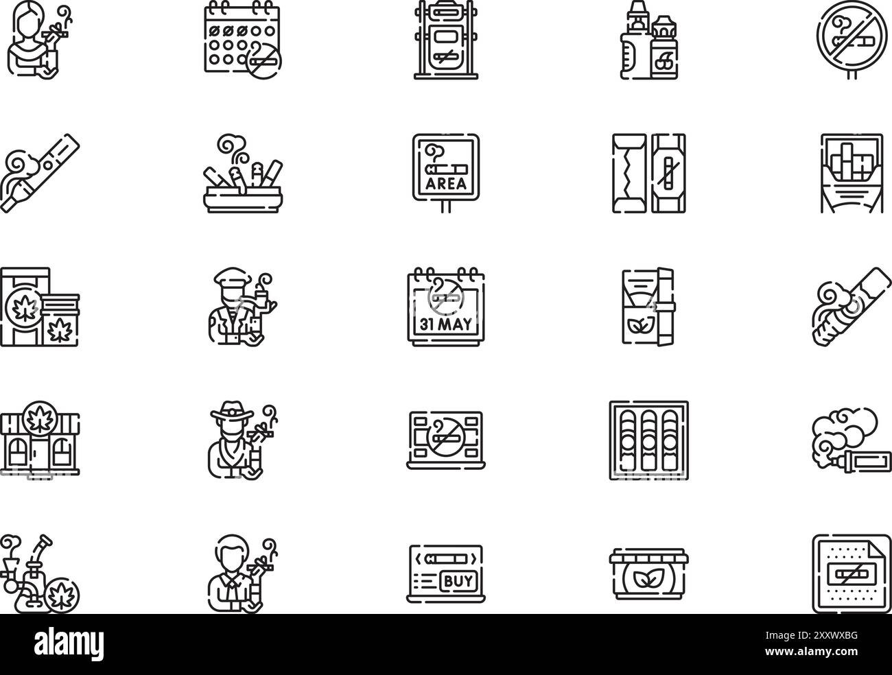 Smoking icons collection is a vector illustration with editable stroke ...