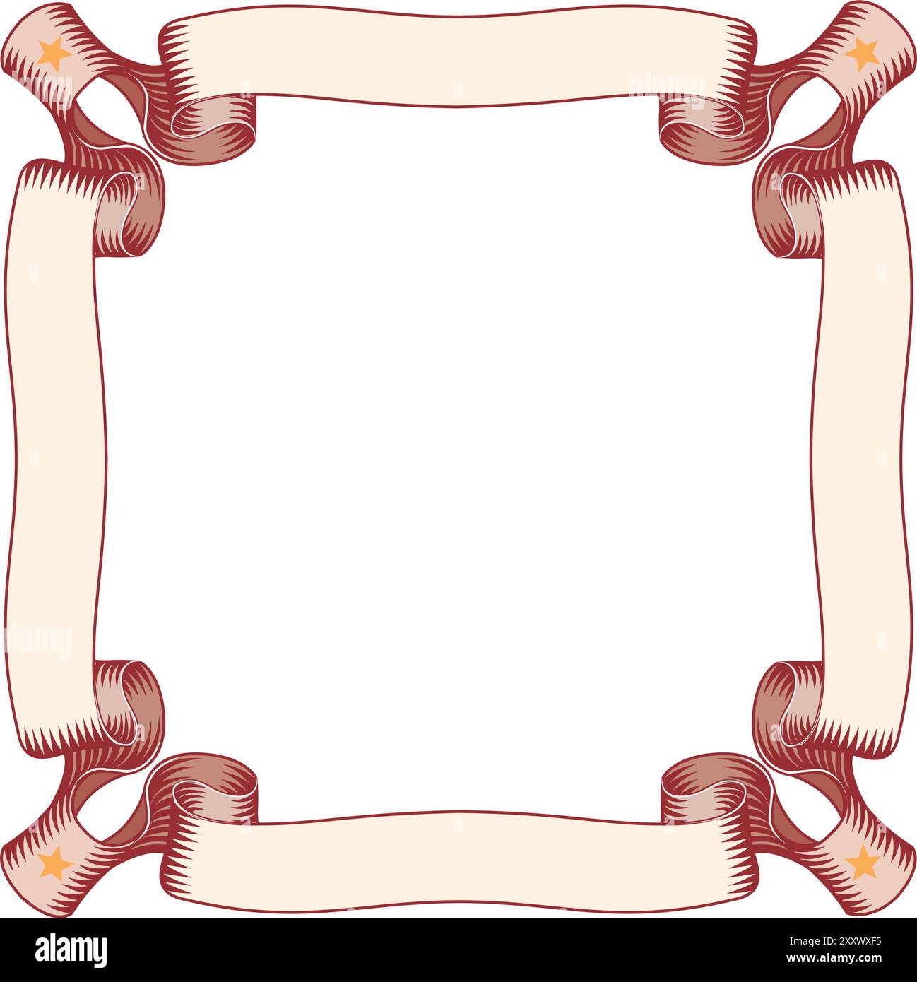 Hand drawn vintage manuscript ribbons colored set isolated vector ...