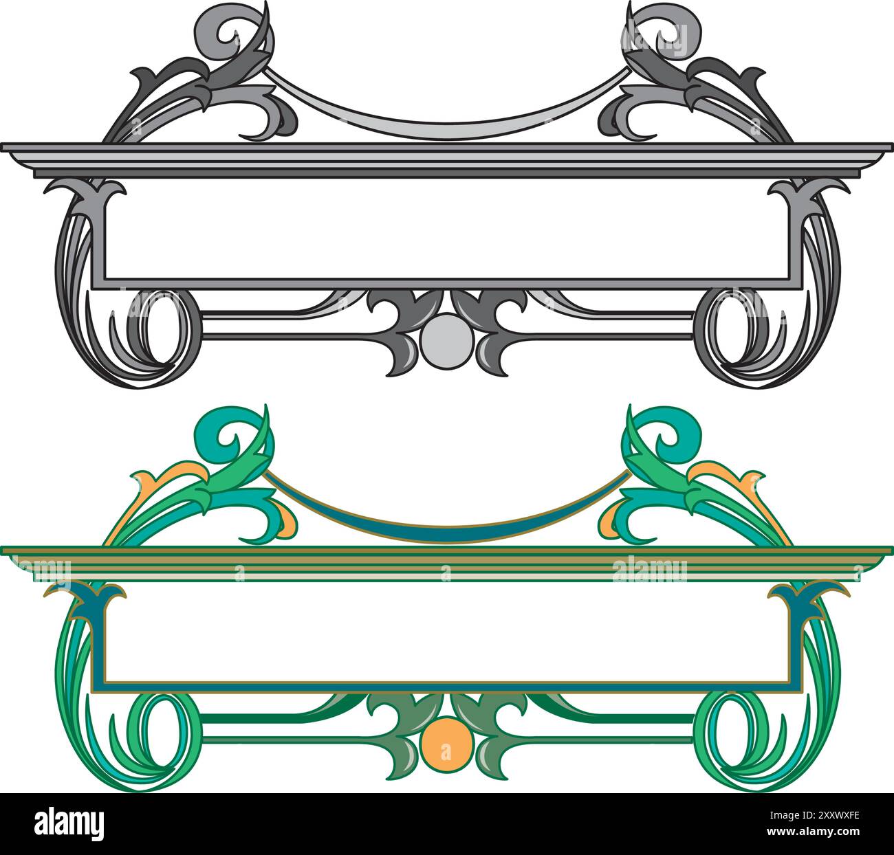 Hand drawn vintage manuscript ribbons colored set isolated vector ...