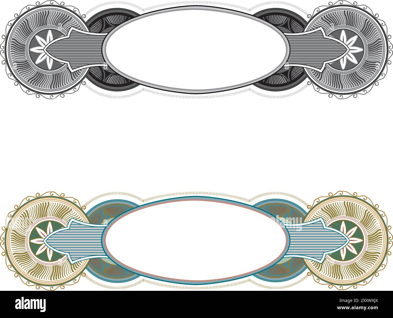 Hand drawn vintage manuscript ribbons colored set isolated vector ...