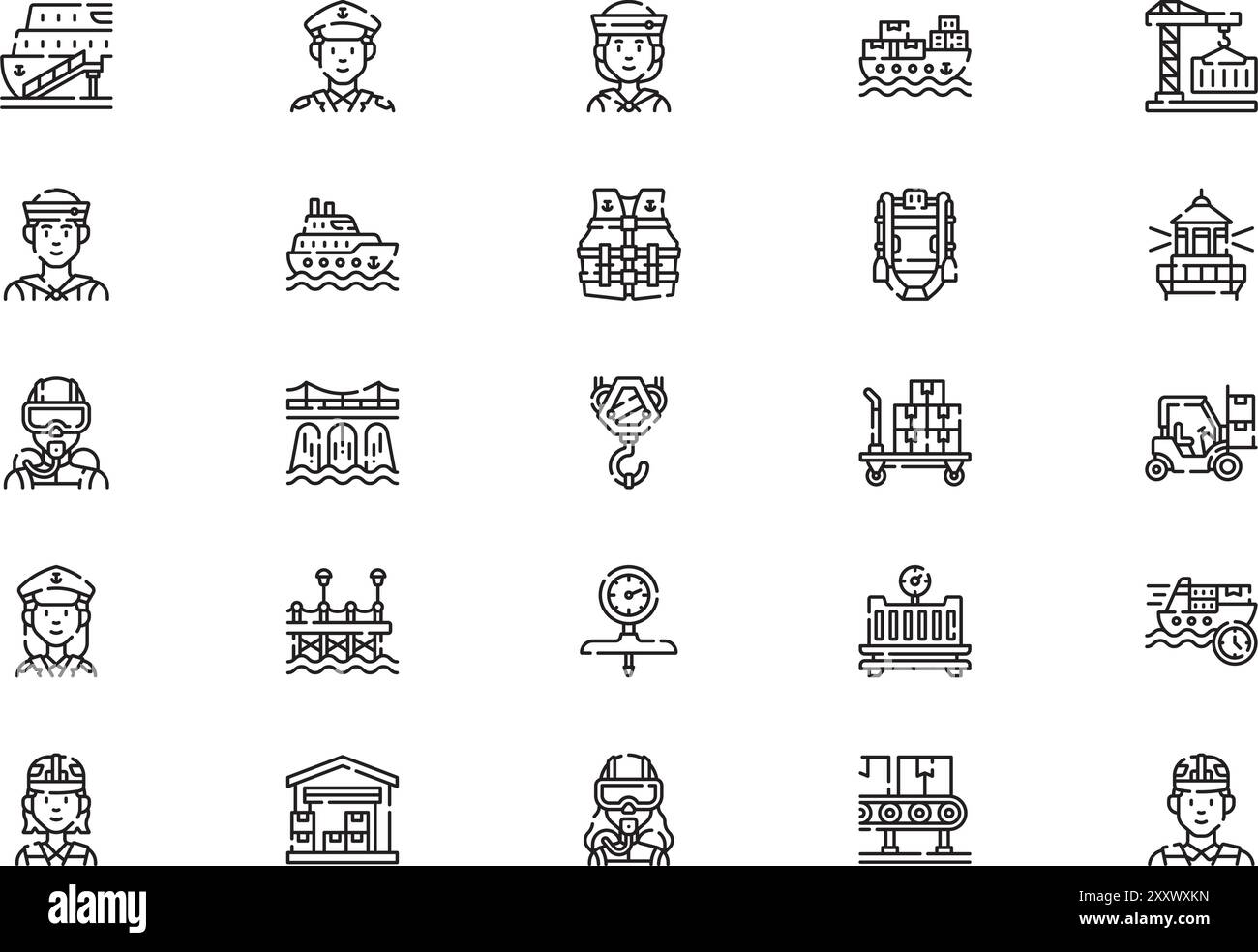 Harbour icons collection is a vector illustration with editable stroke ...