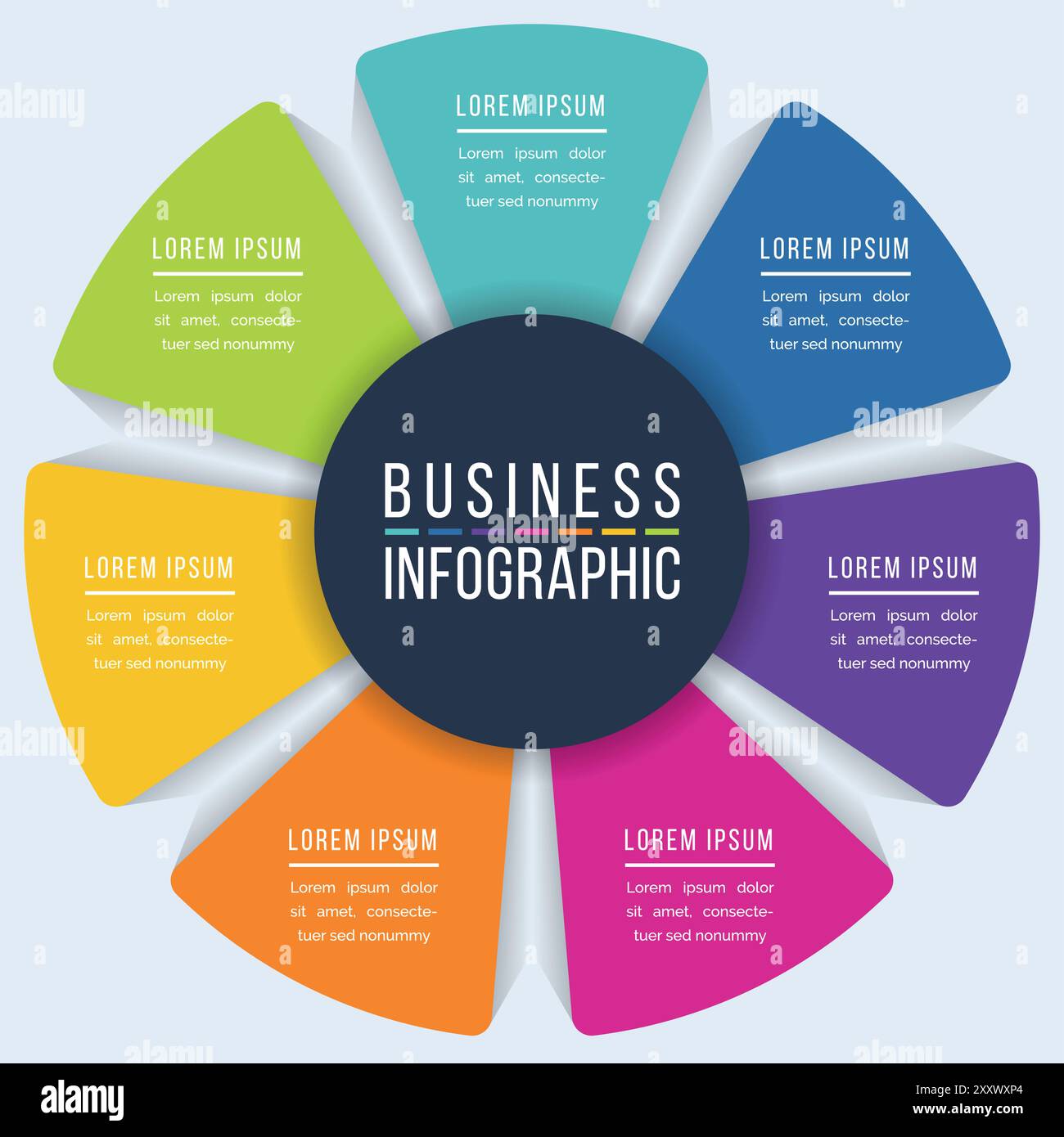 Circle Infographic design 7 steps, objects, elements or options ...