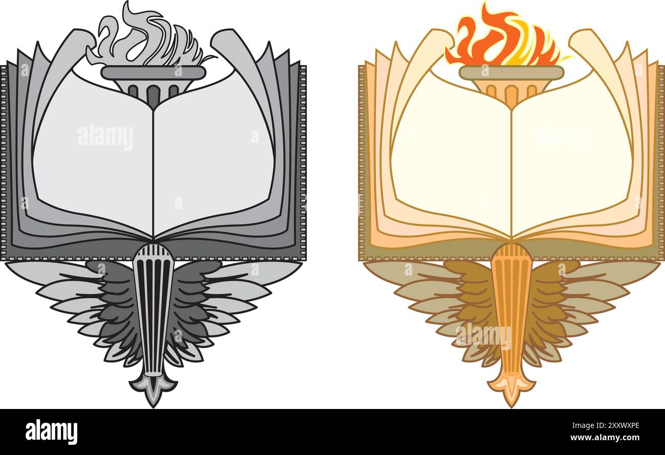 Hand drawn vintage manuscript ribbons colored set isolated vector ...