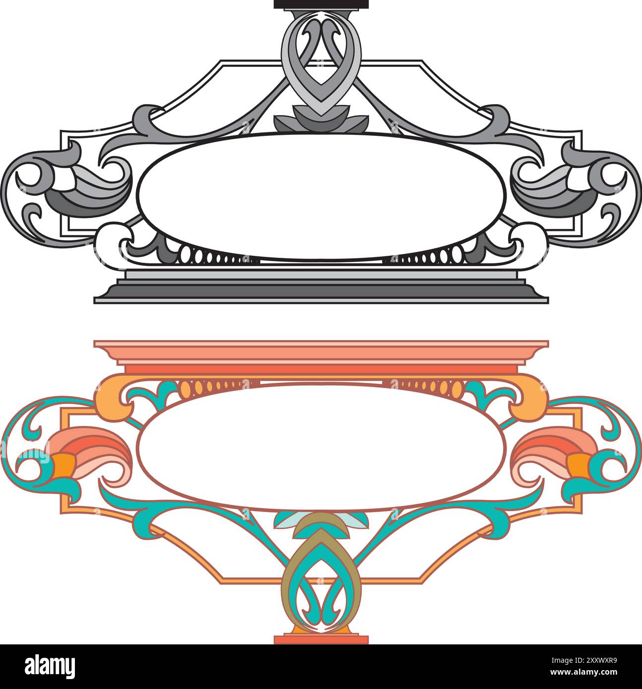 Hand drawn vintage manuscript ribbons colored set isolated vector ...